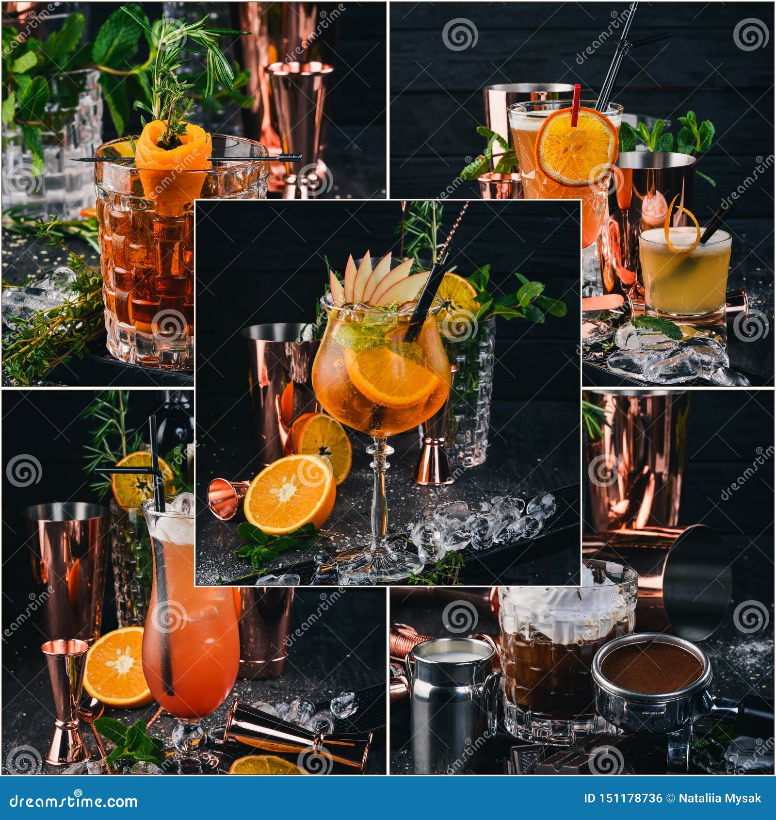Photo Collage Cocktails and Alcoholic Drinks. Stock Photo - Image of ...