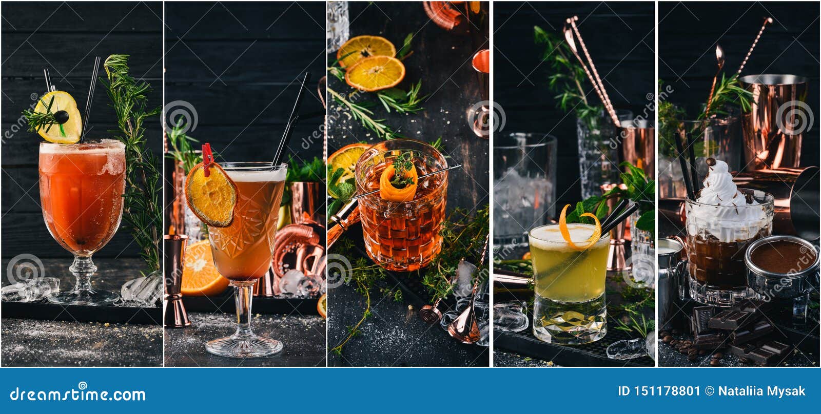 Photo Collage Cocktails and Alcoholic Drinks. Stock Image - Image of ...