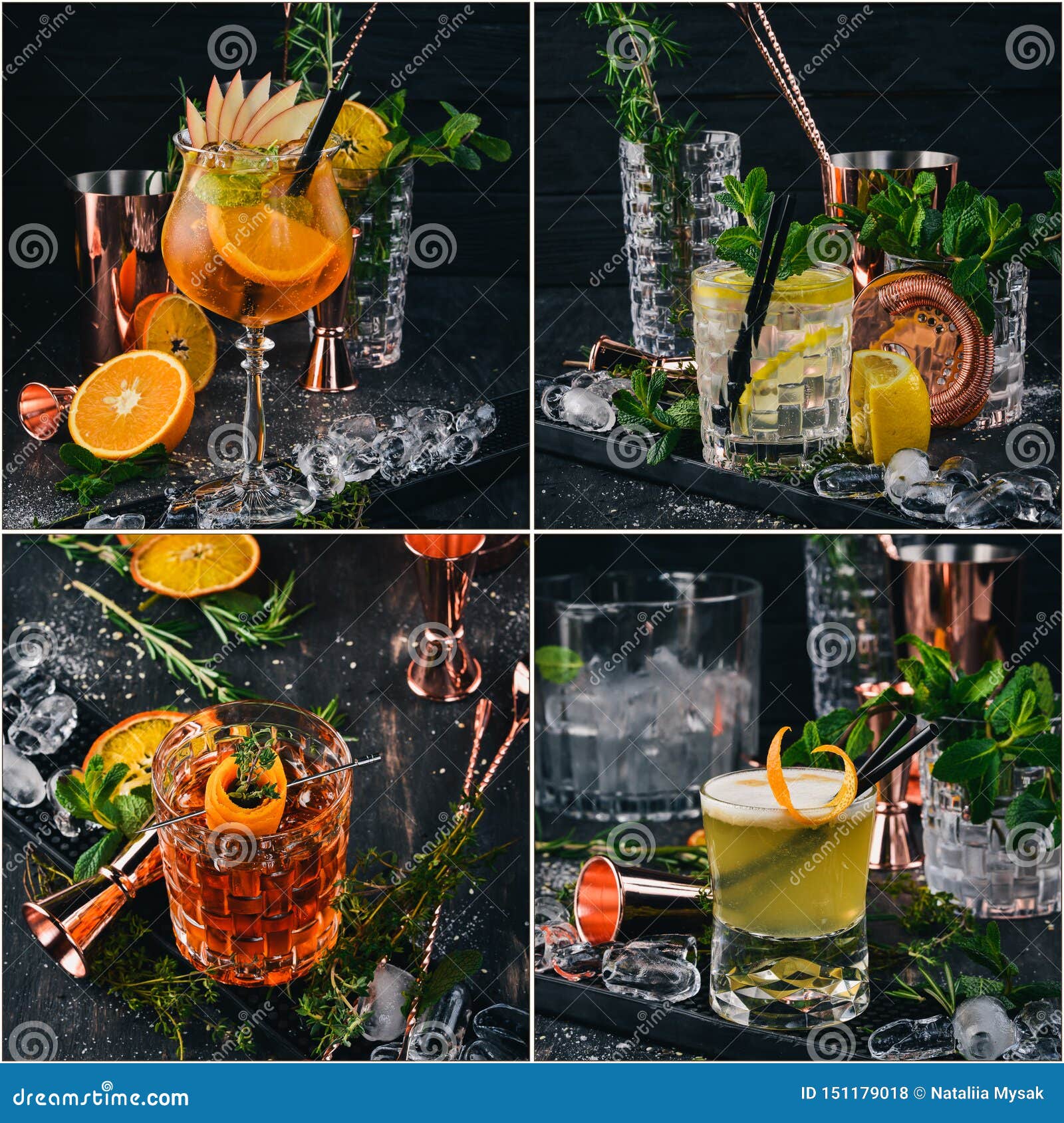 Photo Collage Cocktails and Alcoholic Drinks. Stock Photo - Image of ...