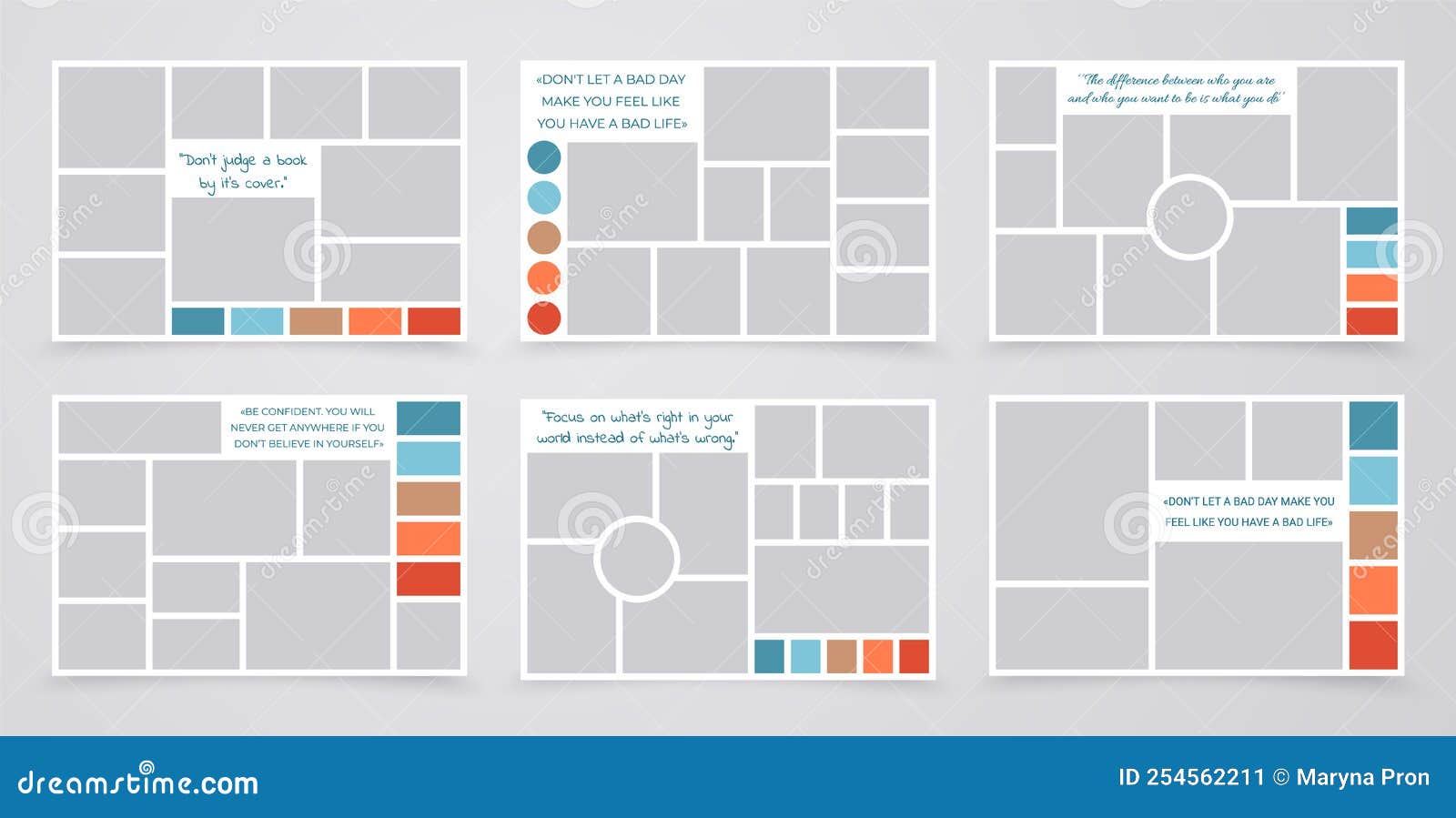 Photo Collage Grid Mood Board Template Vector Illustration Stock