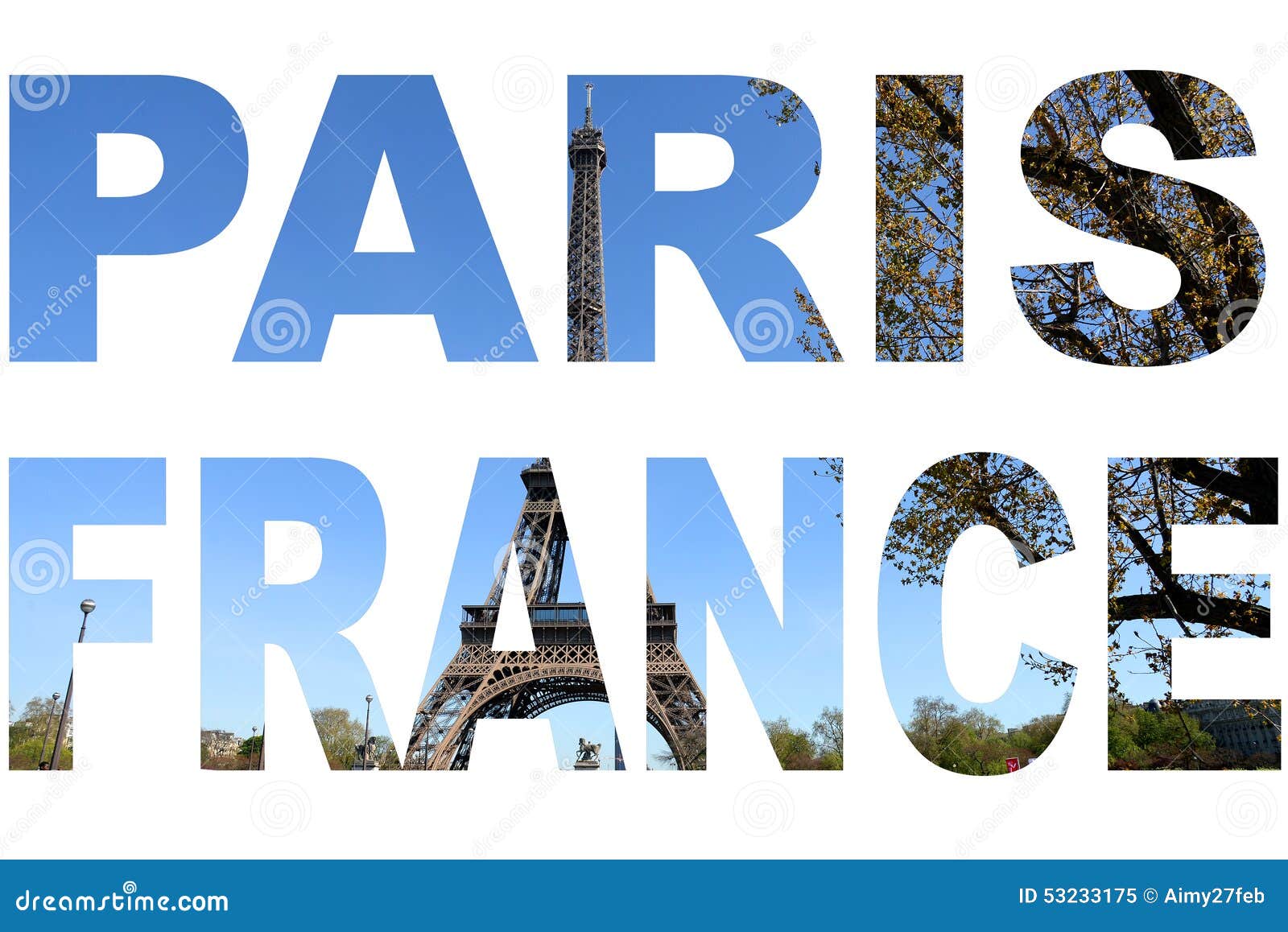 Photo Collage Letters PARIS with Eiffel Tower Stock Illustration ...