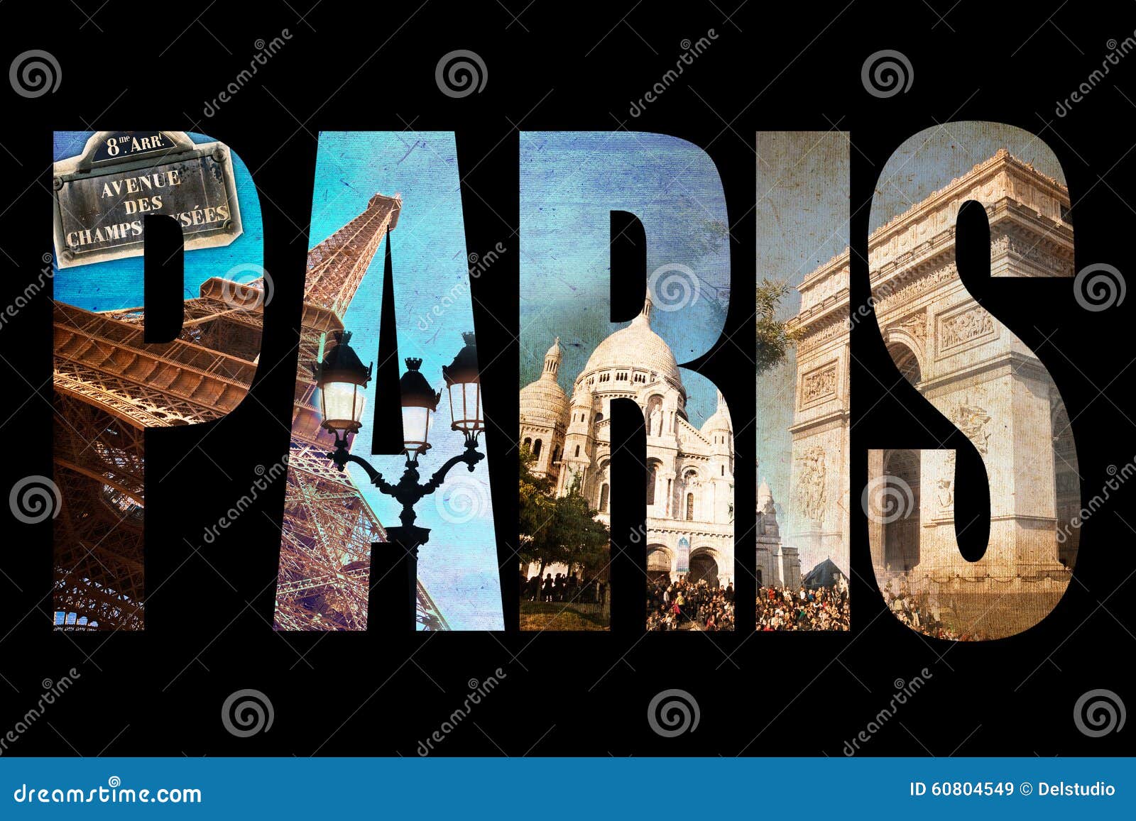 Photo Collage Letters PARIS, Isolated on Black Background Stock Image ...