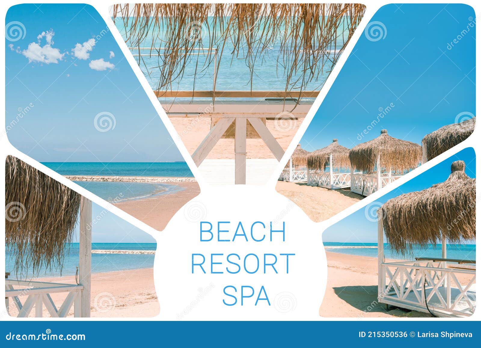 Photo Collage Of Luxury Summer Vacation Resort Spa Massage Huts With