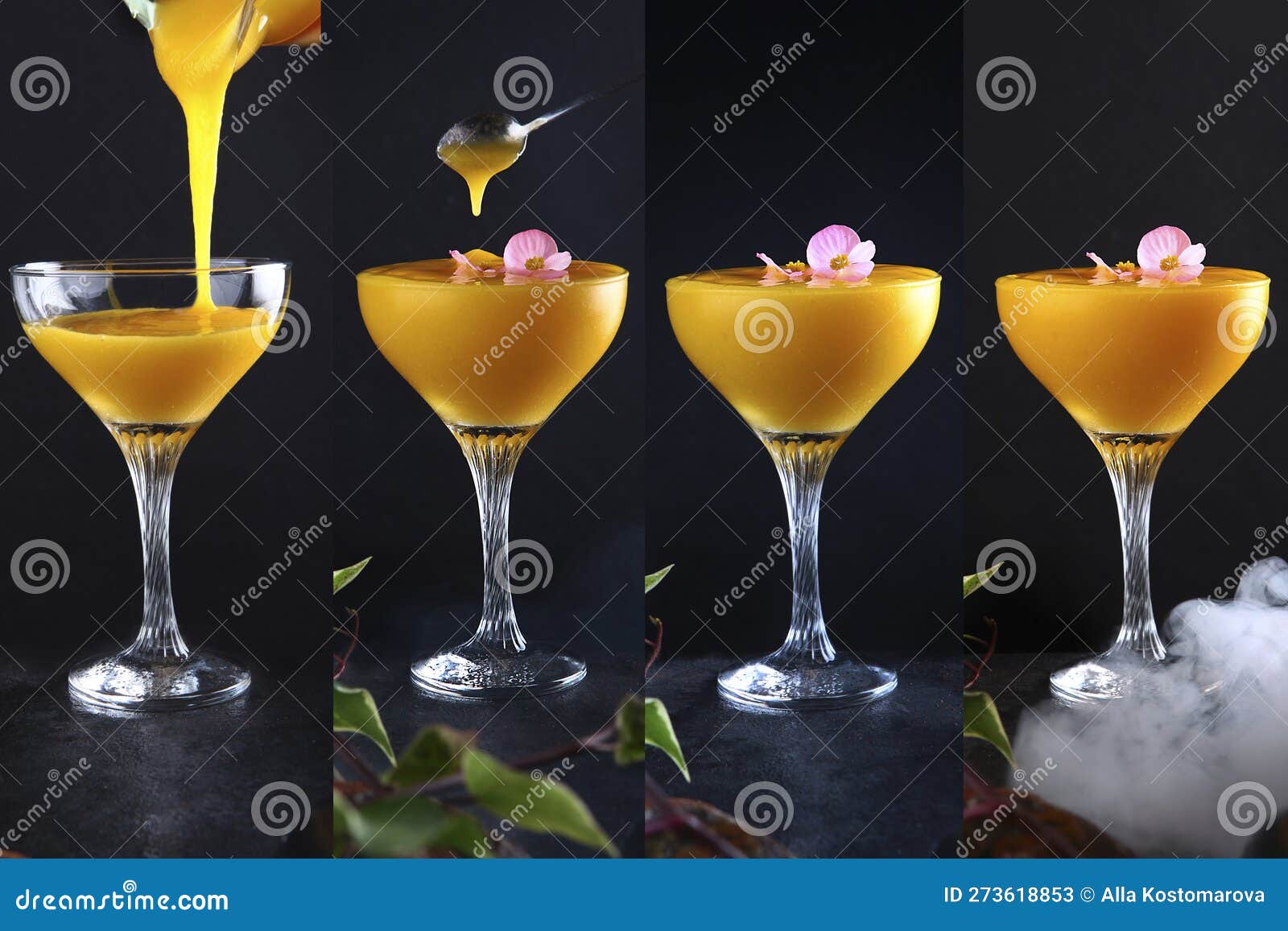 Photo Collage of Mango Cocktail. Cocktail Based on Mango Pulp.the ...