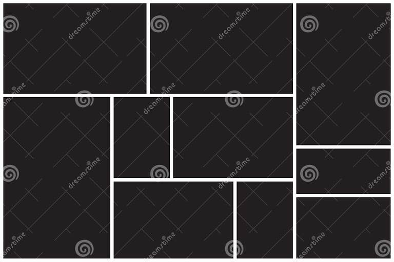 Photo Collage Pattern. White Frames, Black Pattern Stock Vector ...