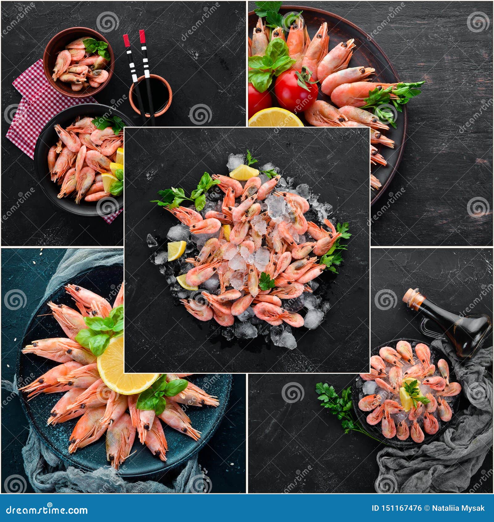 Photo collage Shrimp stock photo. Image of background - 151167476