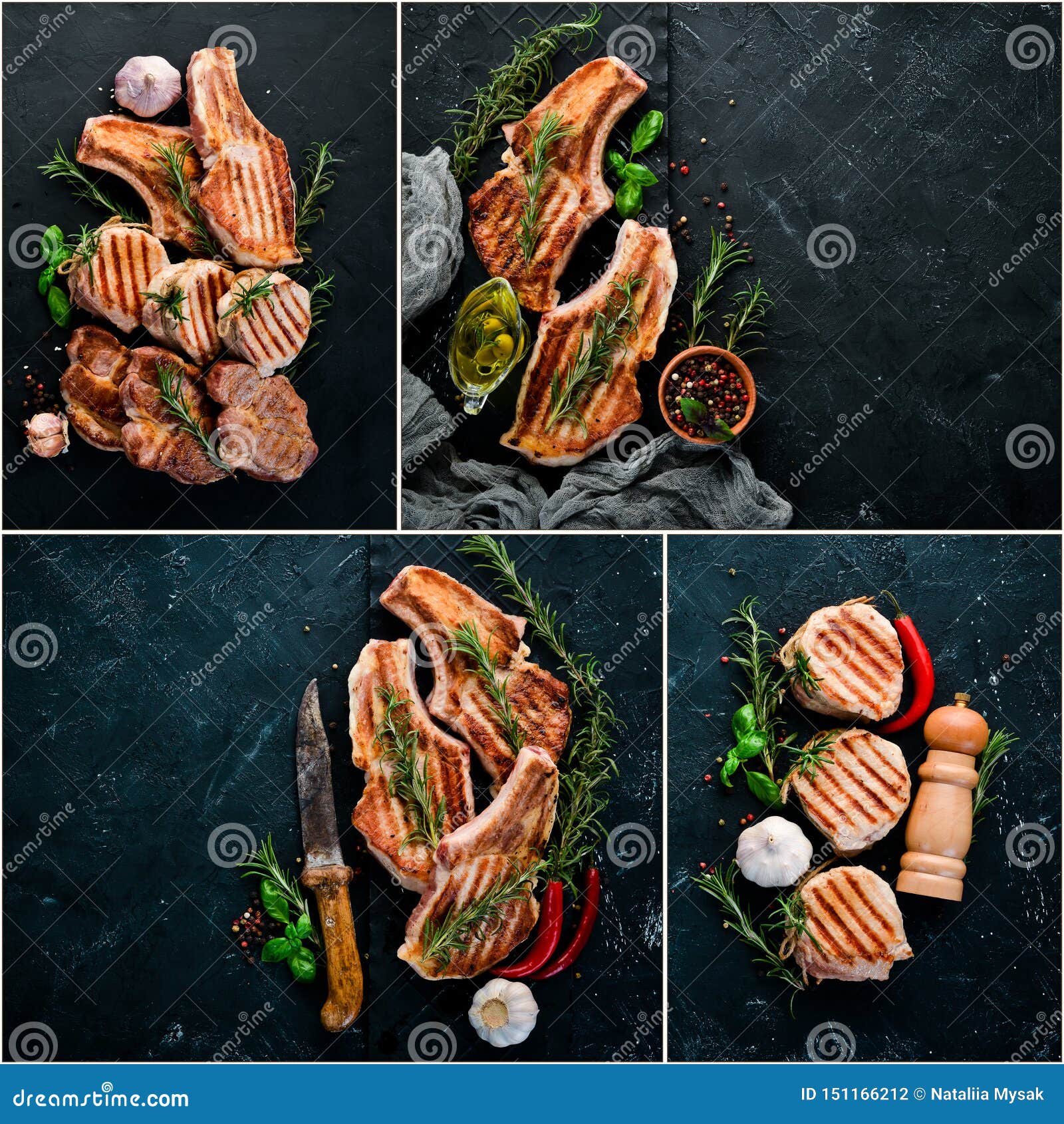 Photo Collage Steak BBQ Grill Stock Photo - Image of cooking, party ...