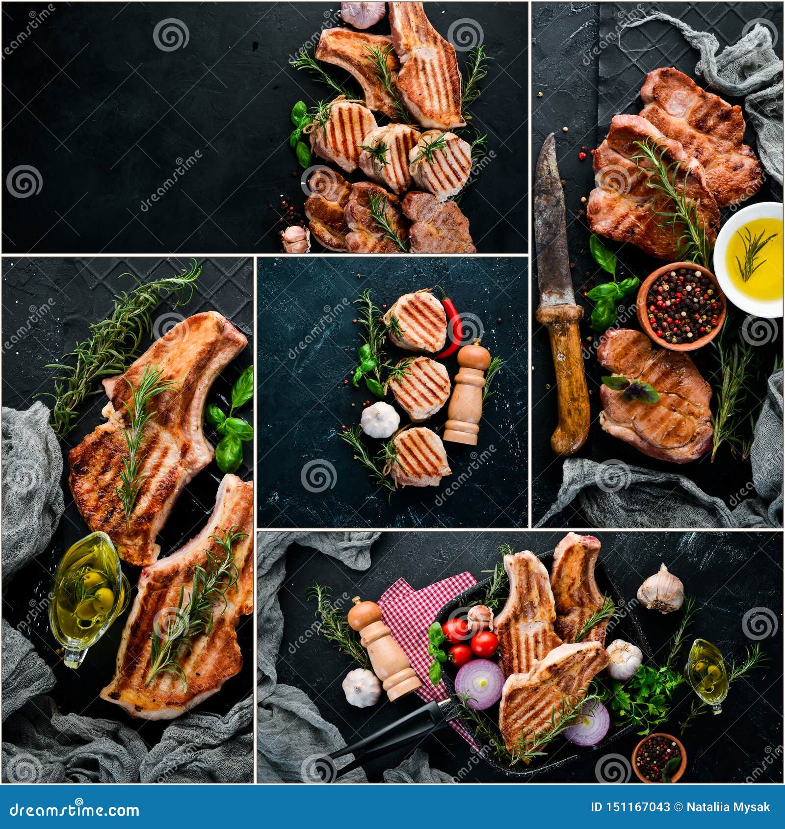 Photo Collage Steak BBQ Grill Stock Image - Image of american, steak ...