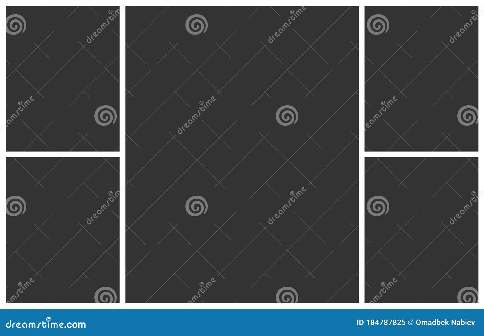 Photo Collage Template of Five Parts Frames Stock Vector - Illustration ...