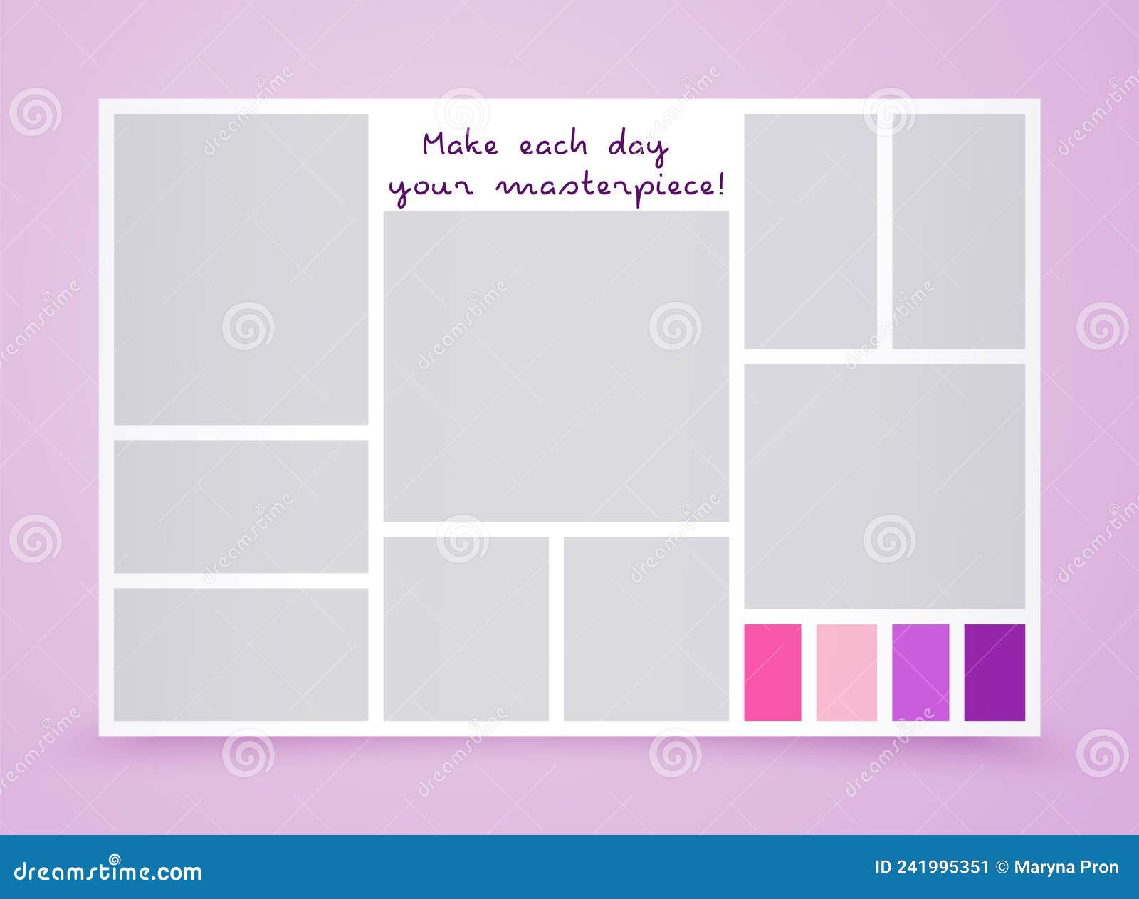 Photo Collage Template Mood Board Layout Vector Illustration Stock