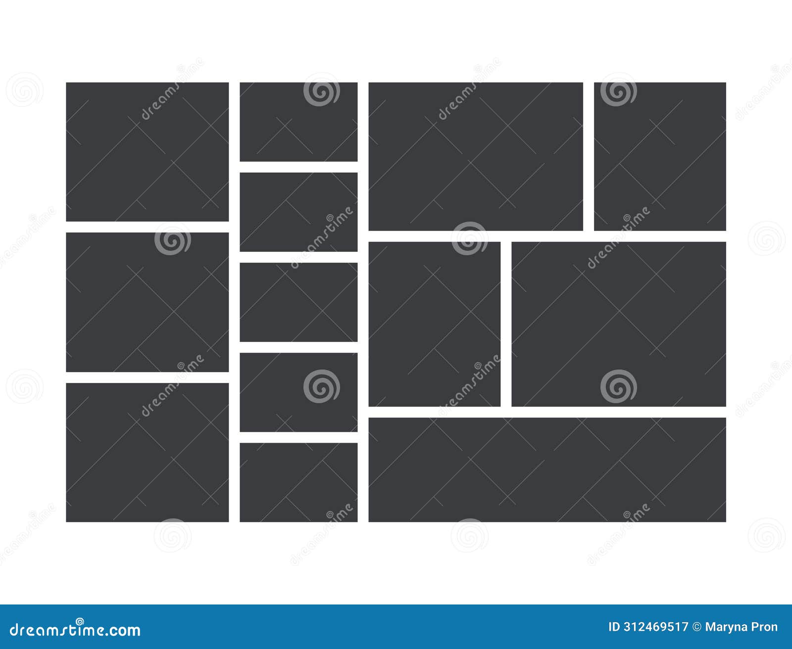 Photo Collage Template Moodboard Pictures Grid Vector Illustration