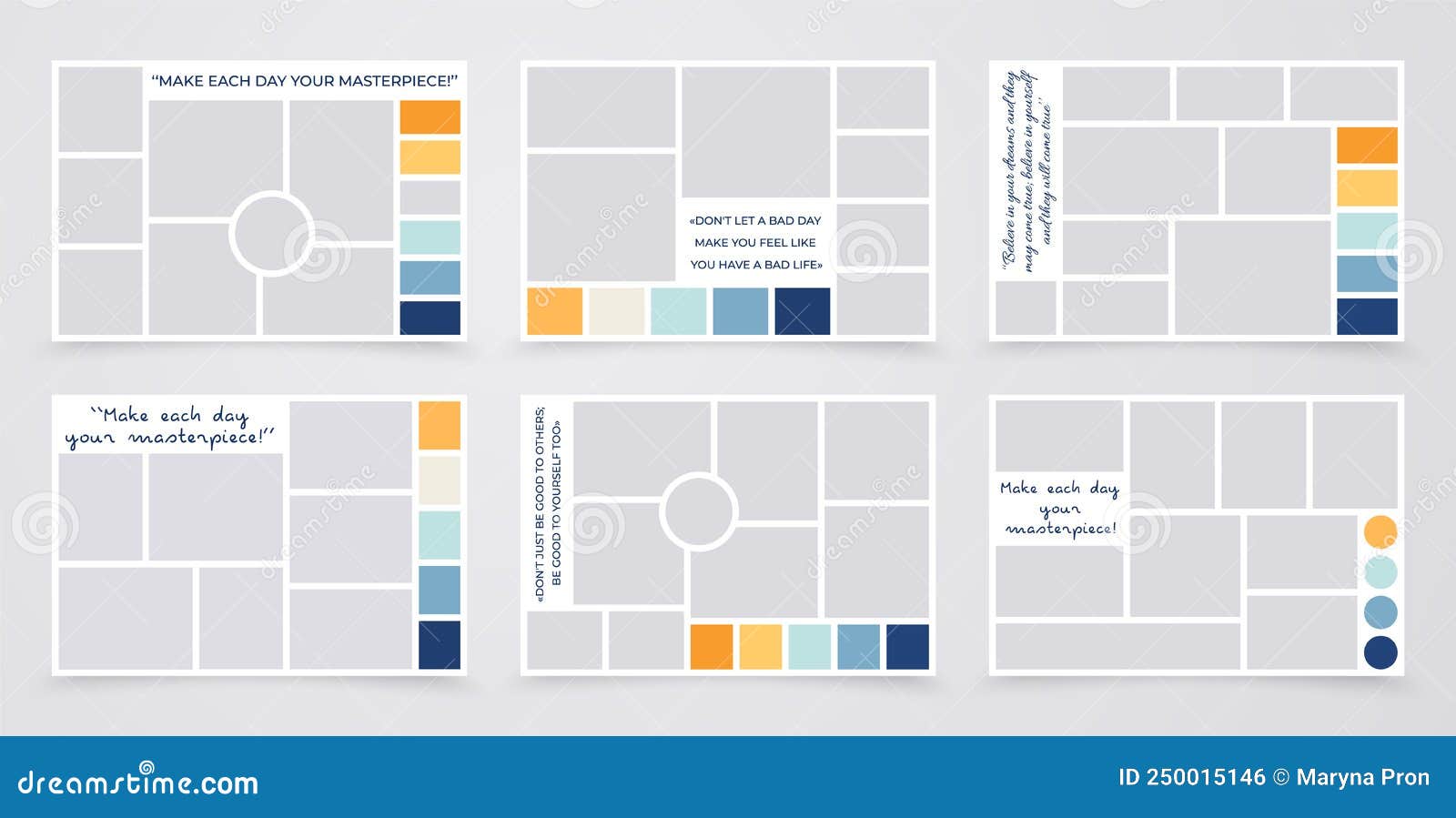 Photo Collage Template Moodboard Set Of Pictures Grids Vector