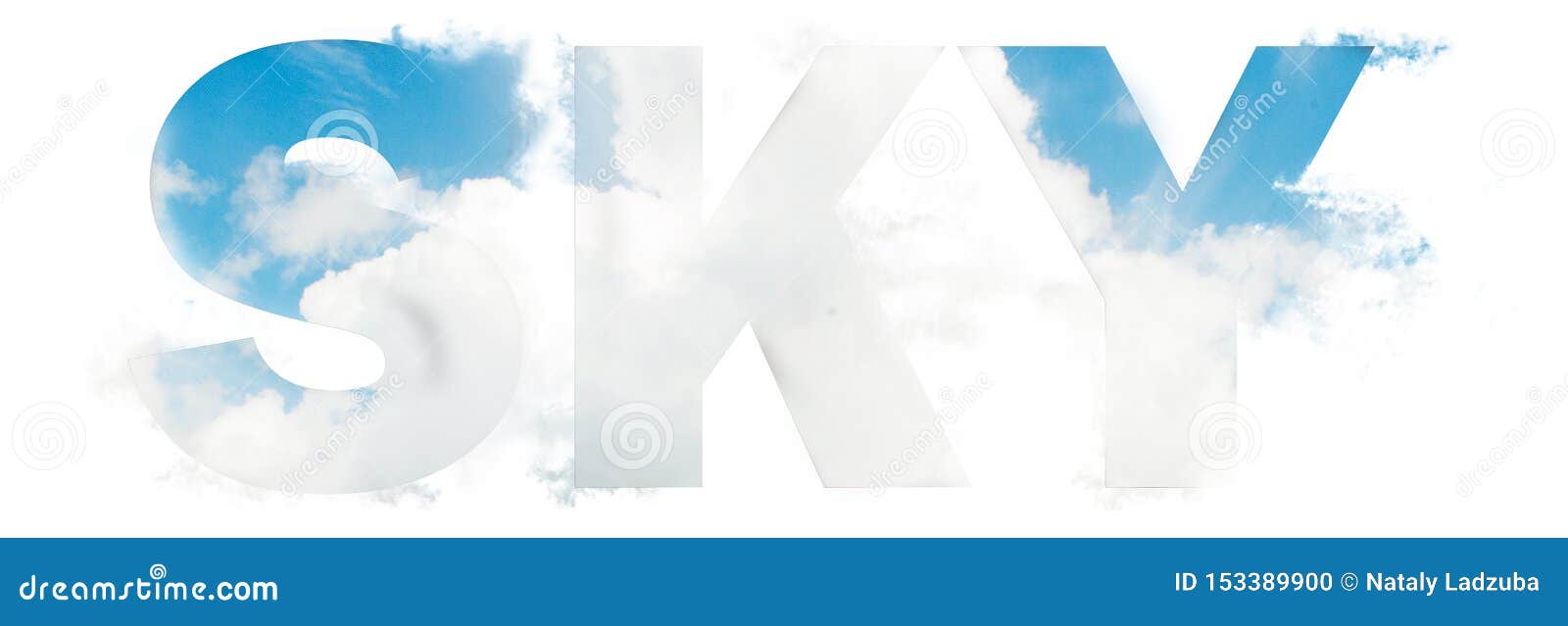 Photo Collage Word Sky with Clouds Stock Illustration - Illustration of ...