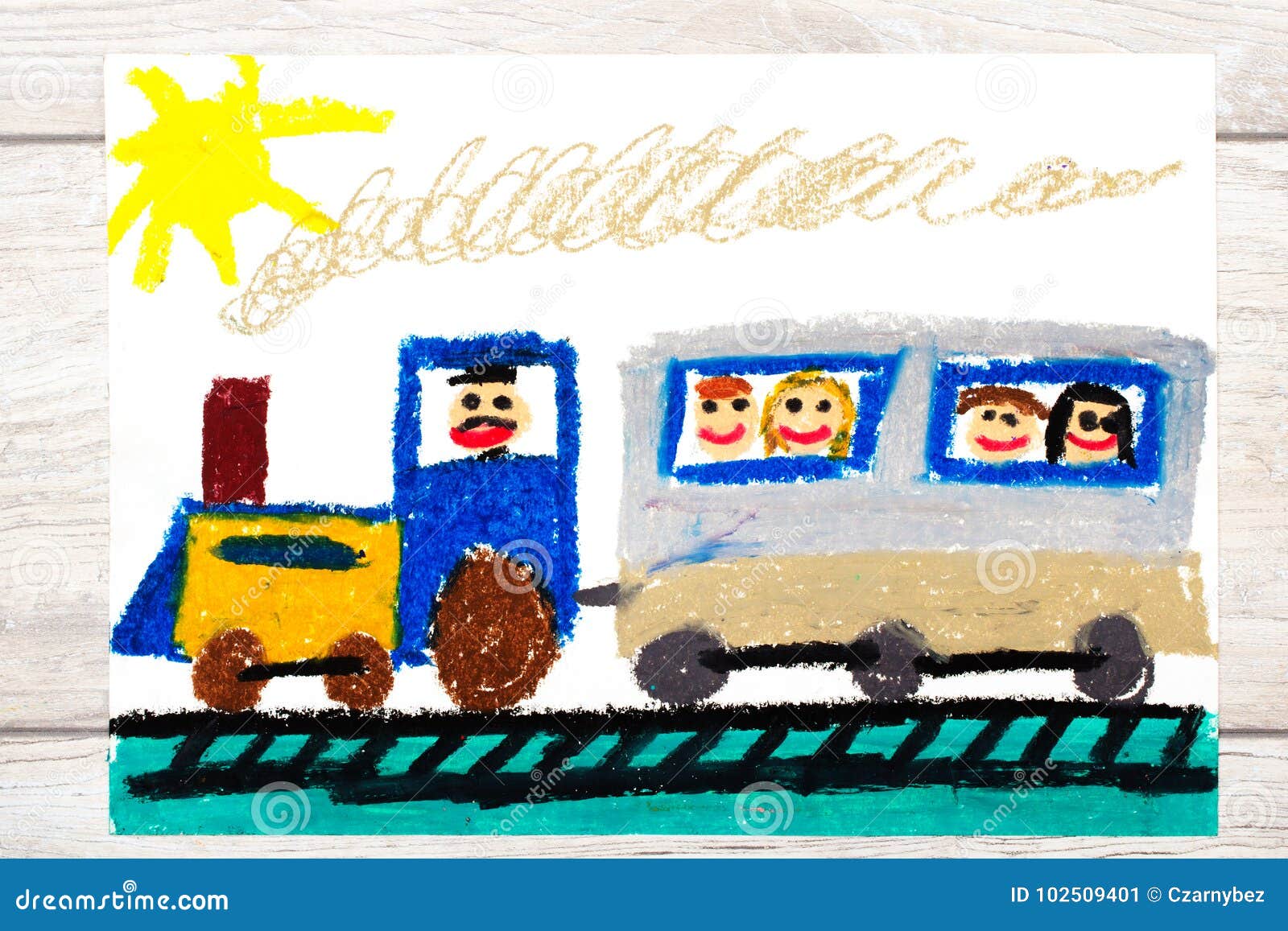 Drawing: Train with Smiling Passengers Stock Illustration ...