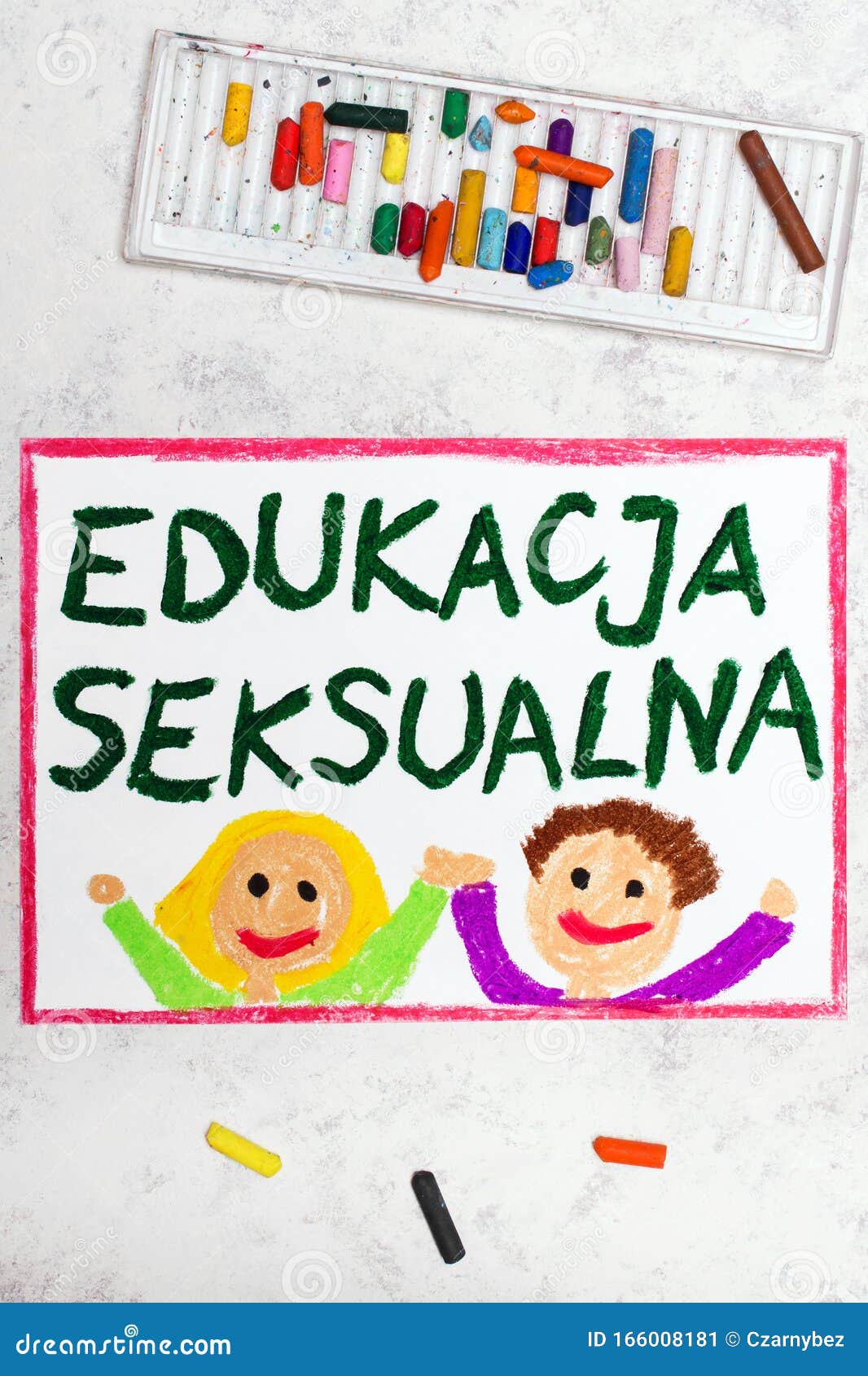 Photo Of Colorful Drawing Words Sex Education In Polish Lanquage