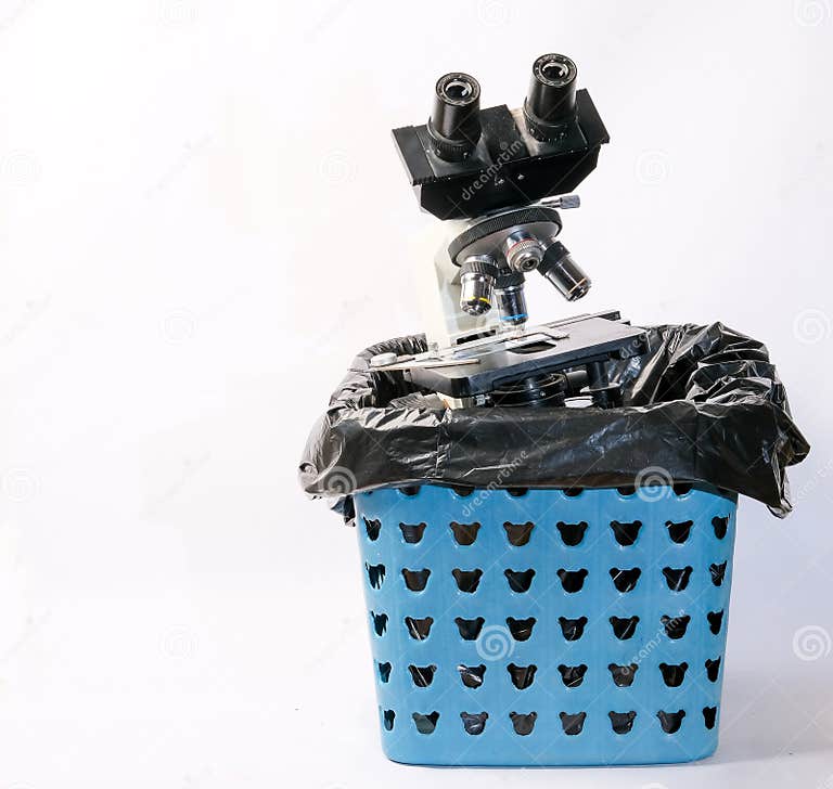 Light Microscope in a Plastic Trash Bin Stock Image - Image of analysis ...