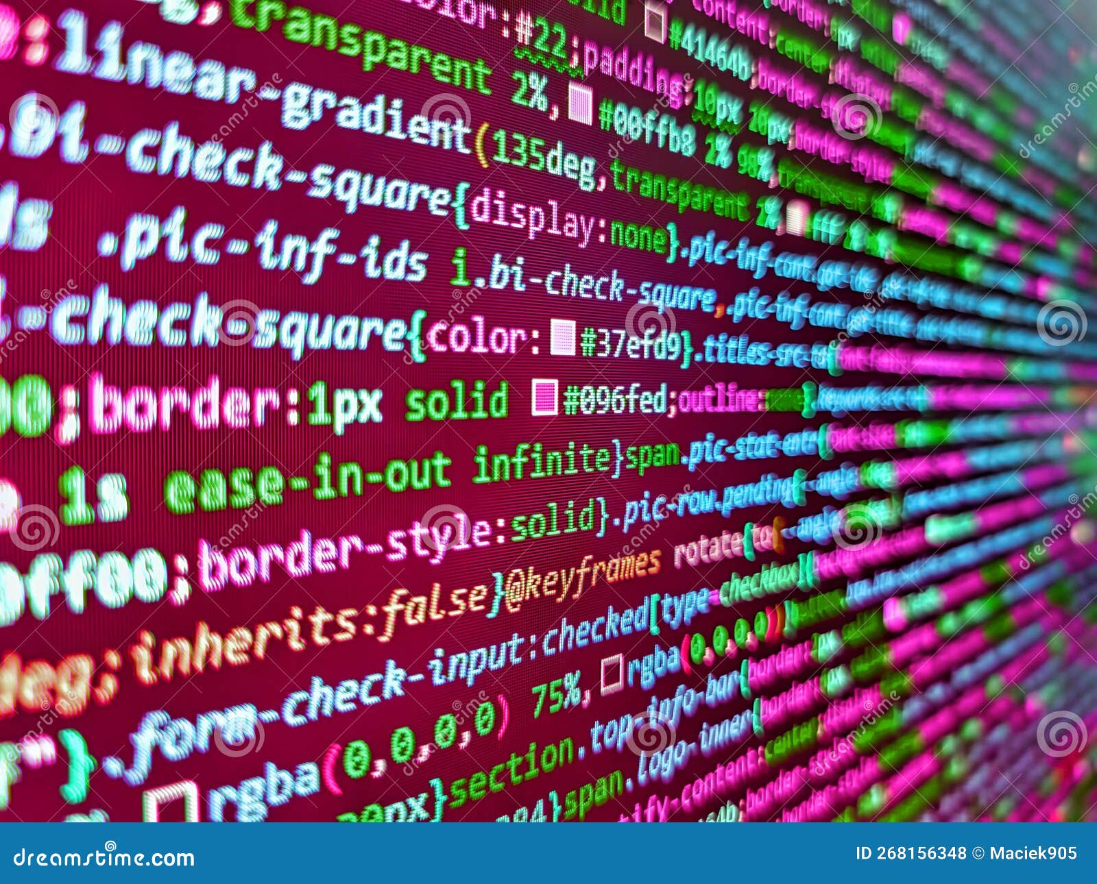 Photo of Computer Digital Background. Screenshot with Random Parts of Program Code. Javascript ...