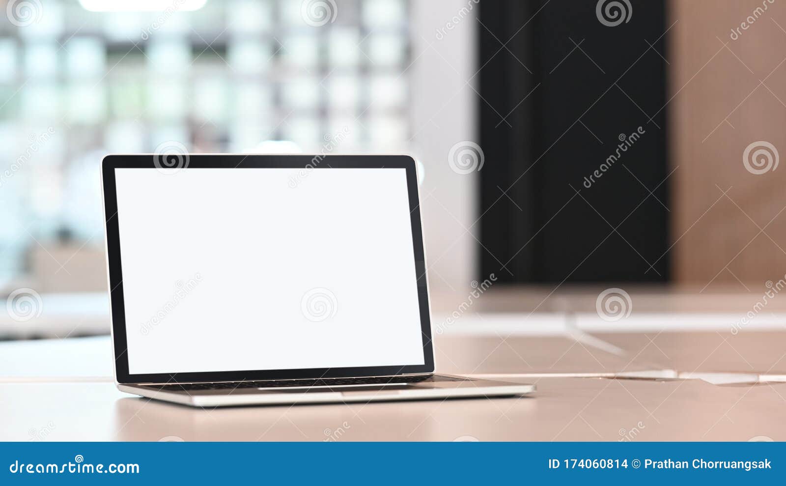 Photo of Computer Laptop with White Blank Screen Putting on the Modern ...