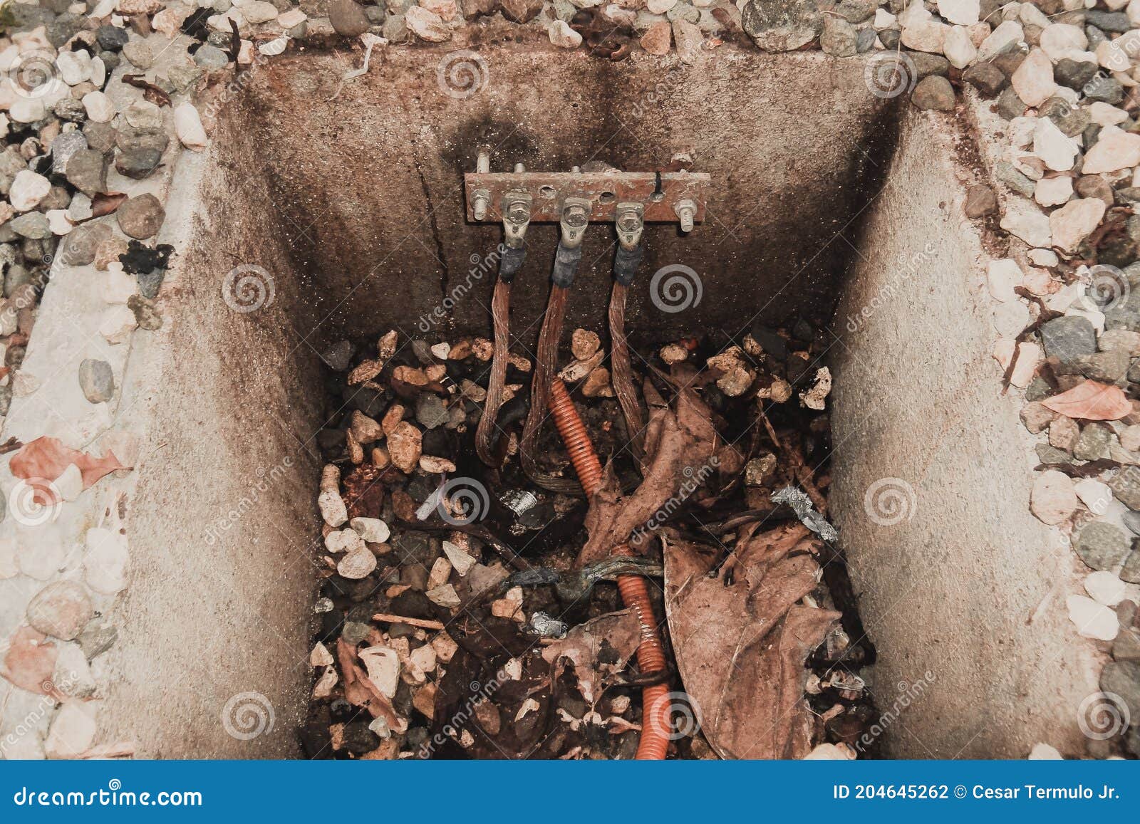 Photo of a Concrete Electricity and Lightning Grounding Pit. Stock ...