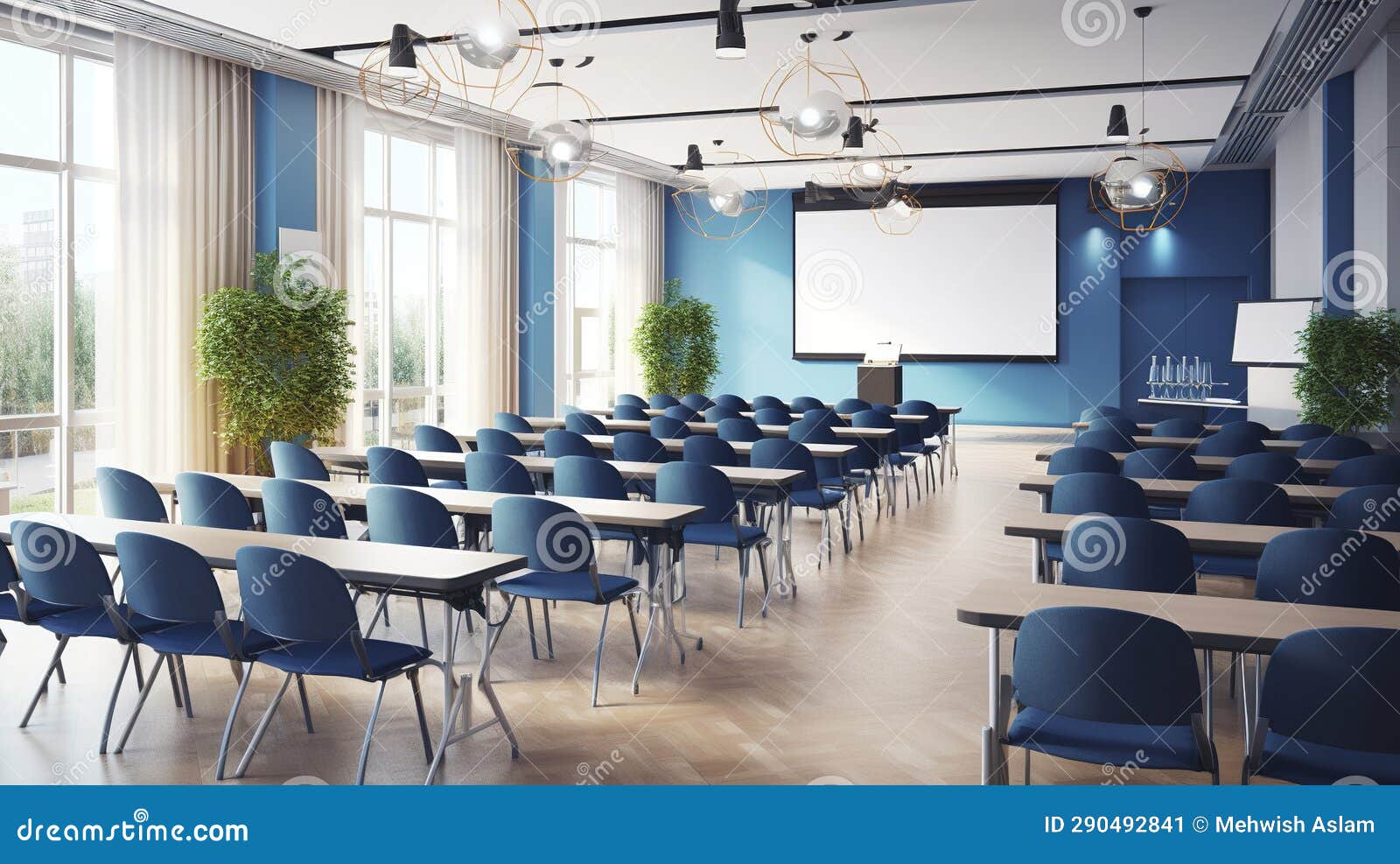 A Photo of a Conference Room Setup in an Event Venue Stock Illustration ...