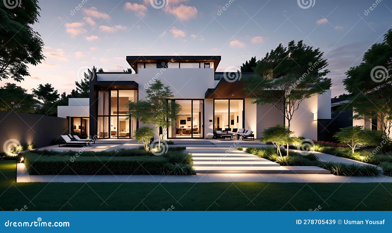 Ai Generated a Contemporary Home Illuminated with an Impressive Array ...