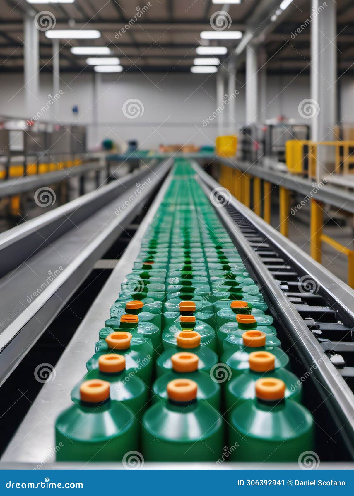 Photo of Conveyor Assembly Line with Garbage Bottles and Packaging ...