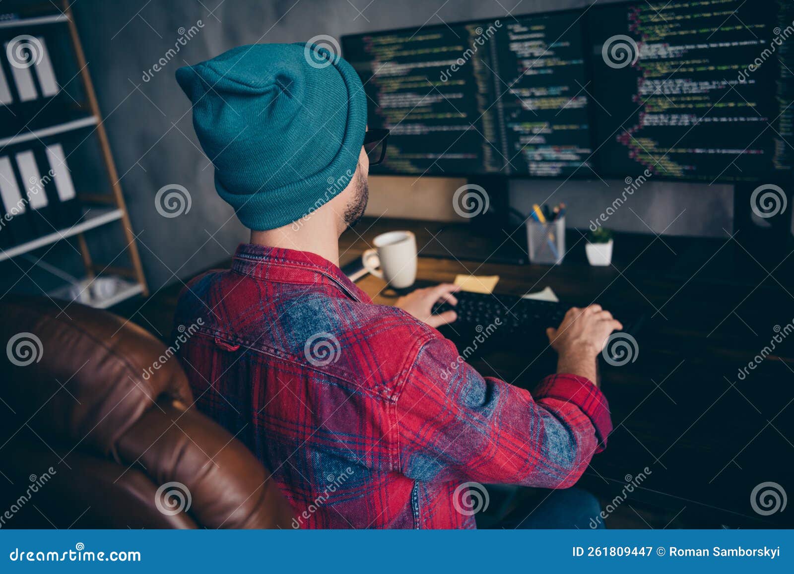 Photo of Cool Smart Guy Dressed Eyewear Watching Making System ...