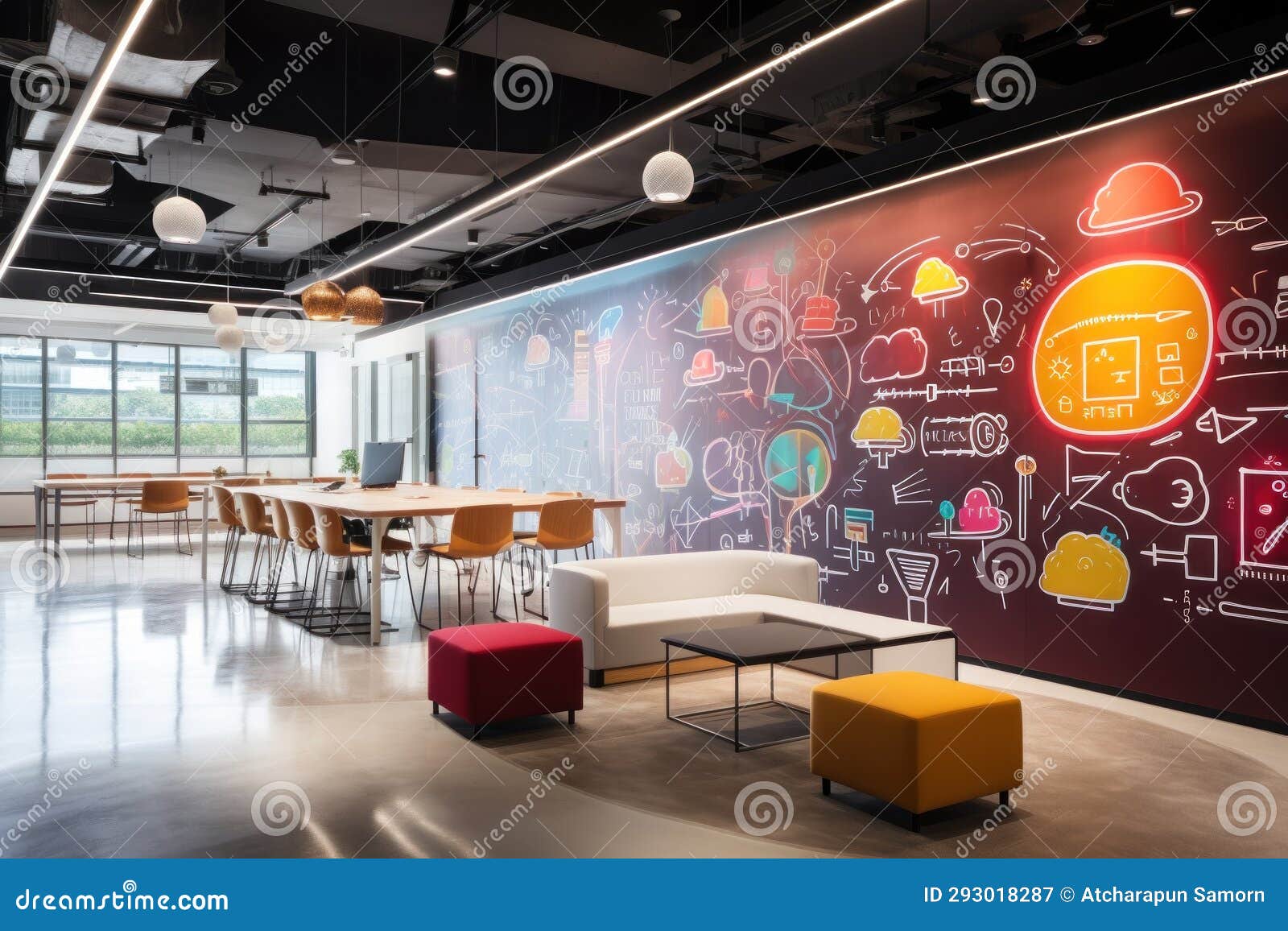 Photo of a Creative Office Design with Writable Walls Stock Image ...