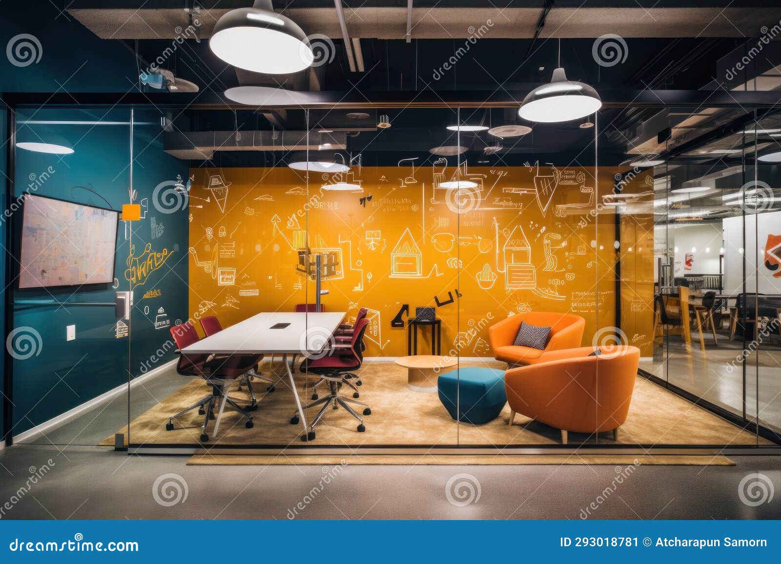 Photo of a Creative Office Design with Writable Walls Stock Image ...