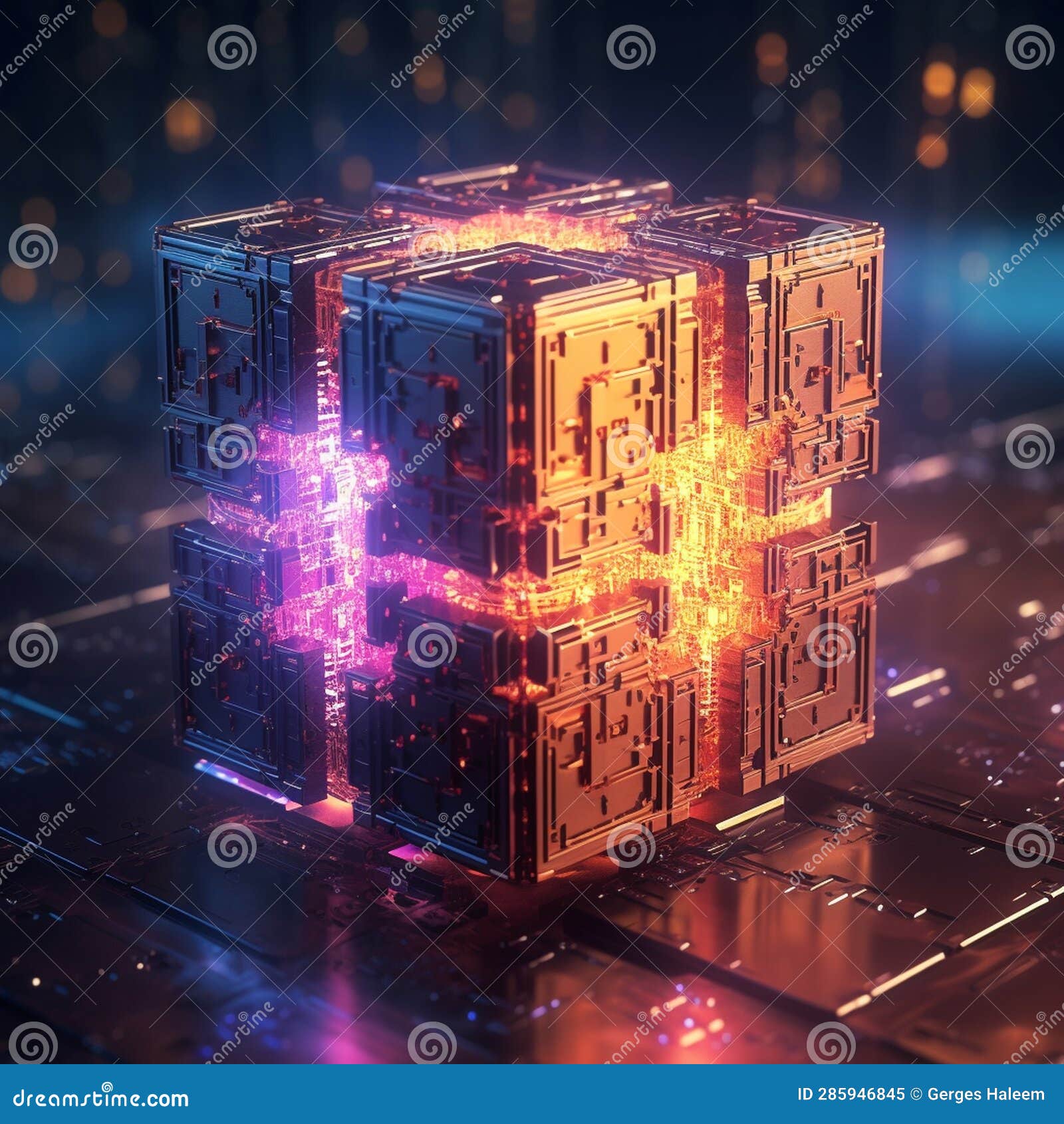 Photo Cube or Box Consists Matrix of Digitsfuturistic Modern ...