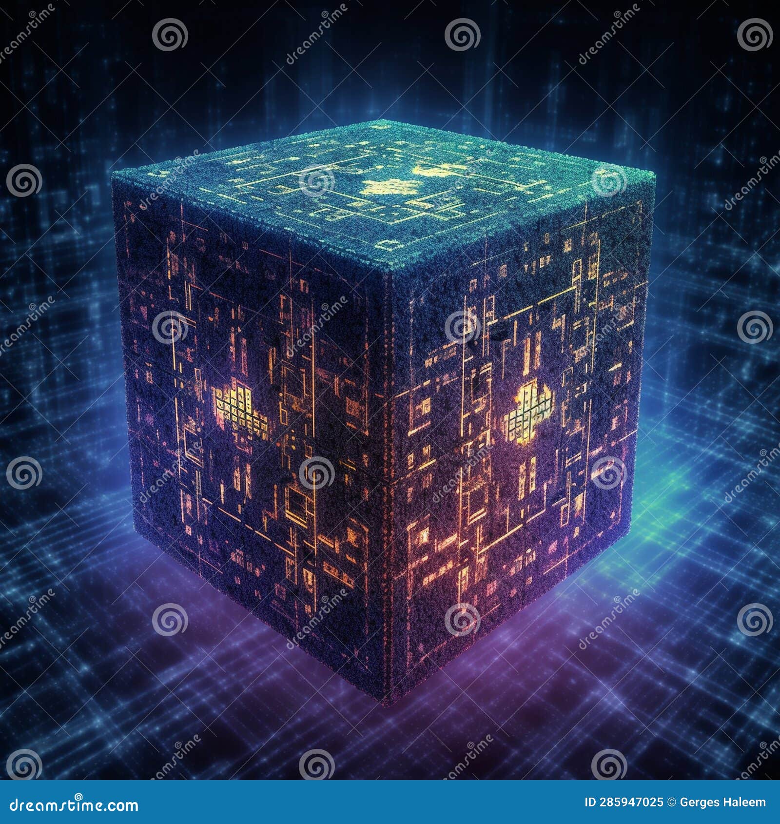 Photo Cube or Box Consists Matrix of Digitsfuturistic Modern ...