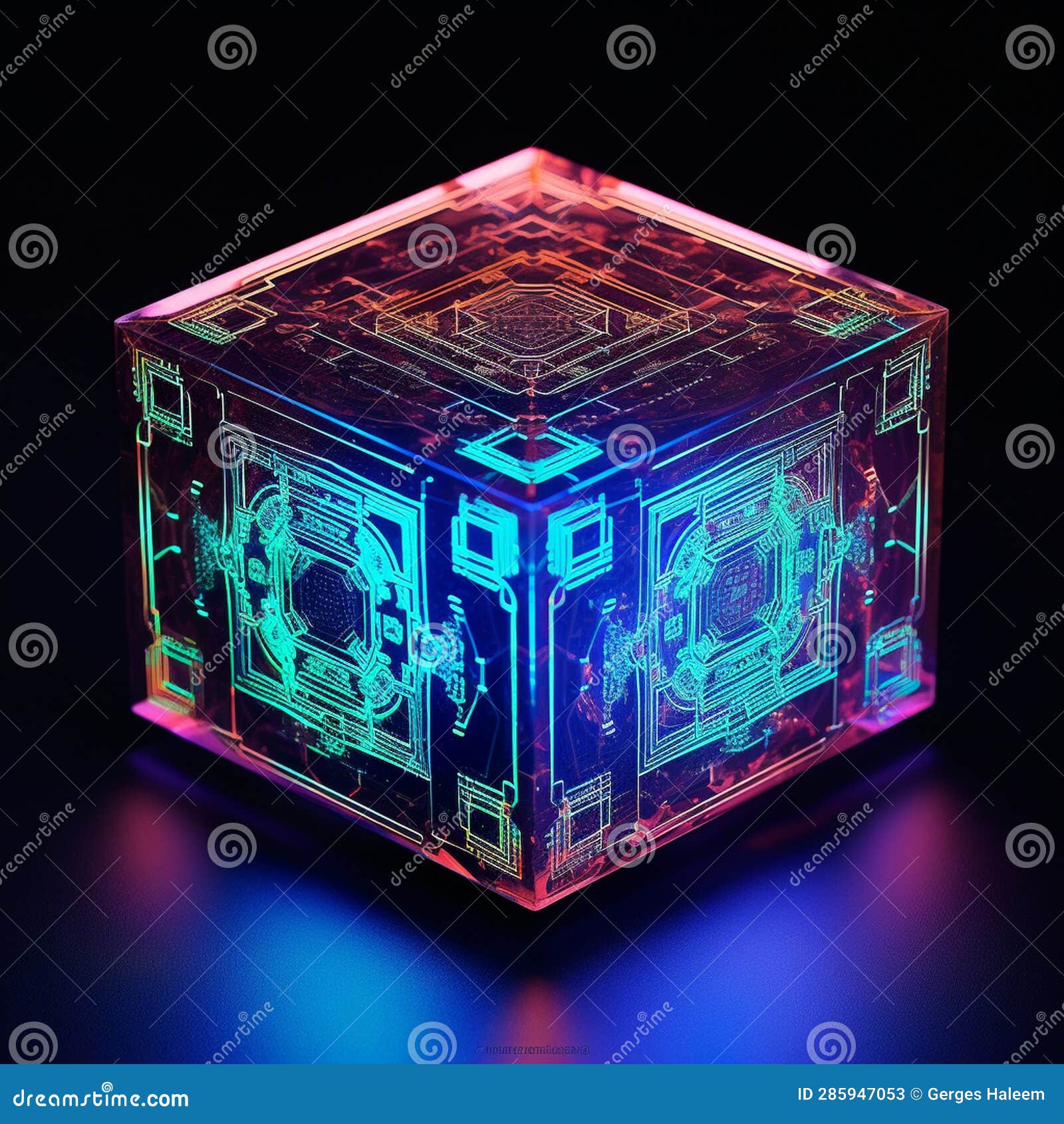 Photo Cube or Box Consists Matrix of Digitsfuturistic Modern ...