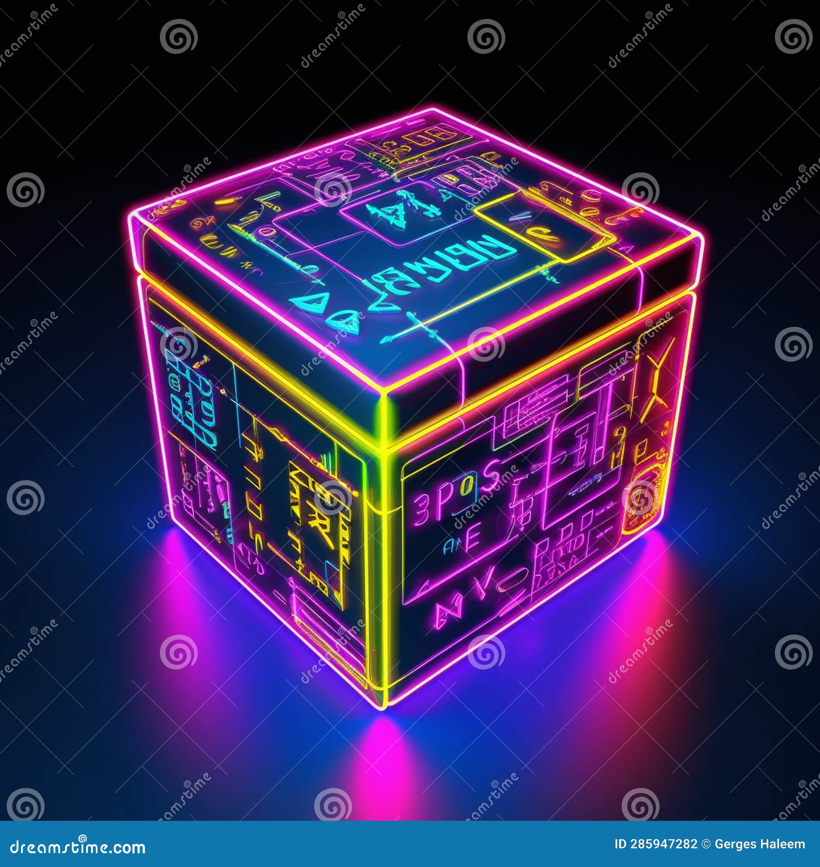 Photo Cube or Box Consists Matrix of Digitsfuturistic Modern ...
