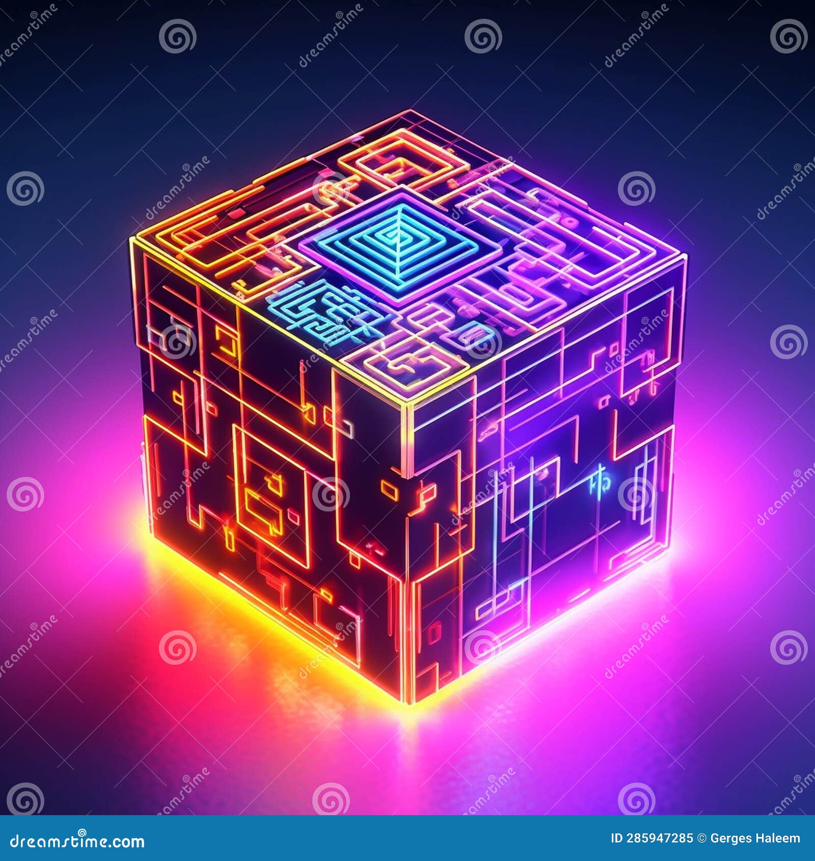 Photo Cube or Box Consists Matrix of Digitsfuturistic Modern ...