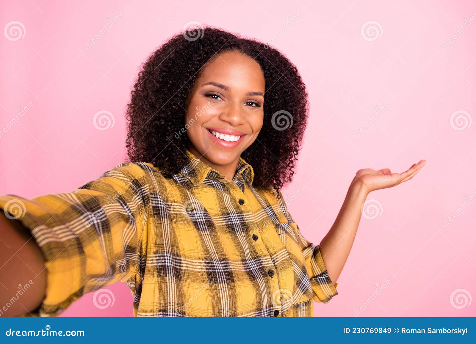 Photo Of Cute Adorable Dark Skin Lady Wear Checkered Shirt Tacking