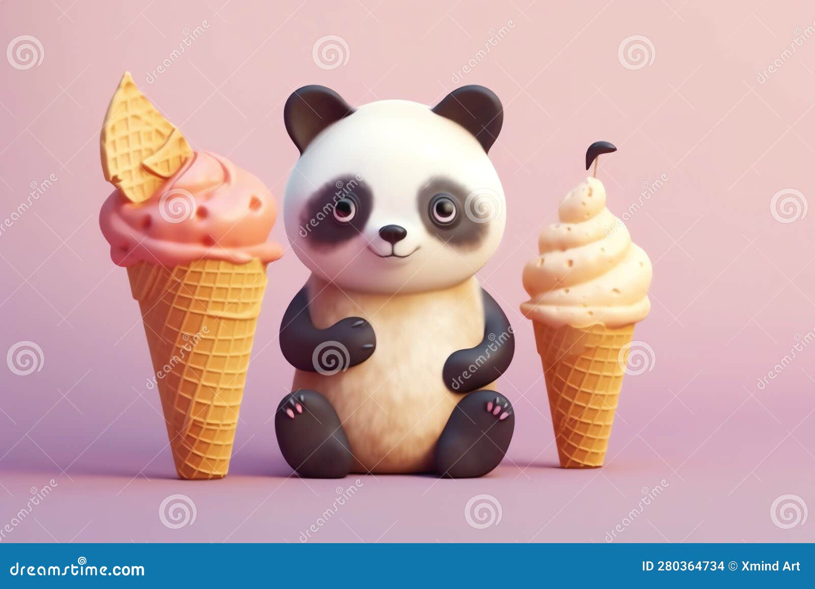 A Cute Panda with Ice Cream Cone Ai Generated Stock Illustration ...
