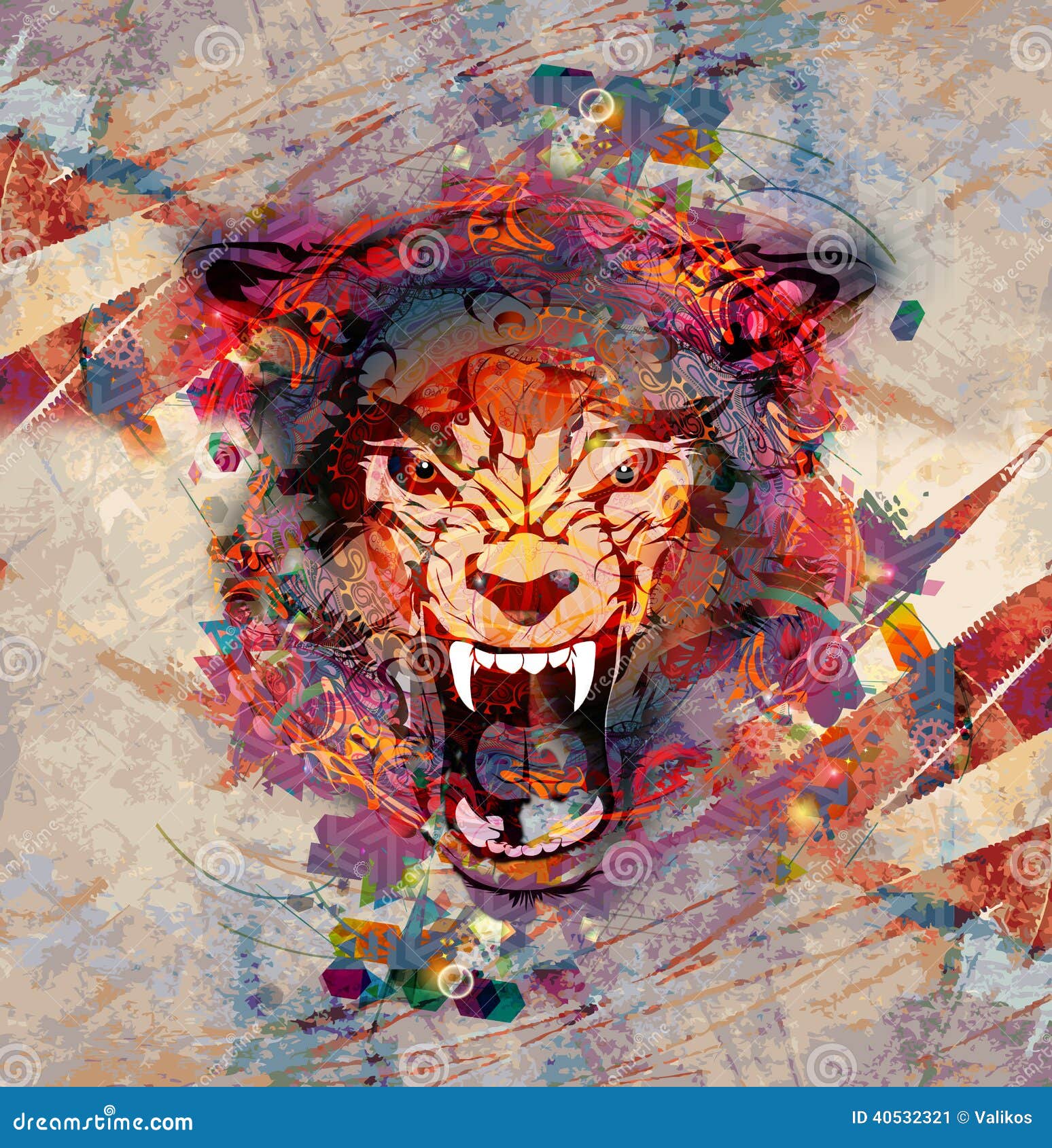 Photo D'art Abstrait Avec Le Loup Illustration Stock - Illustration du ...