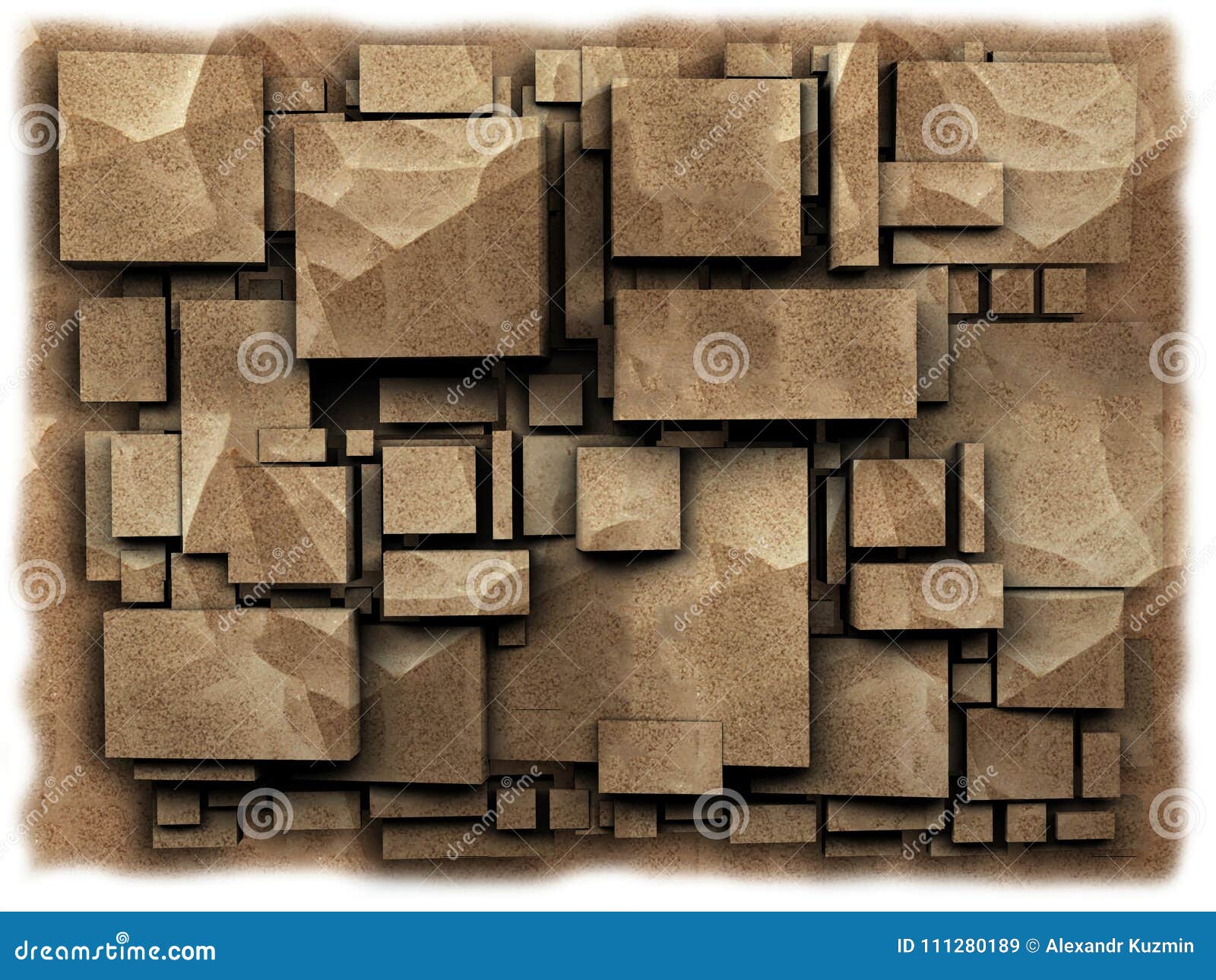Photo 3D Cubes Effect Sandstone. 3D Rendering. Stock Illustration ...