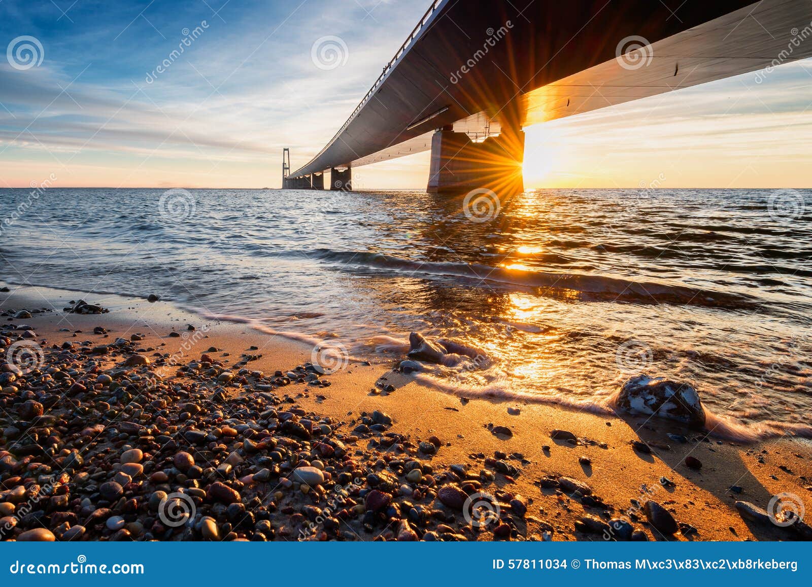 Photo of the Danish Great Belt Bridge at Sunset Stock Photo - Image of ...