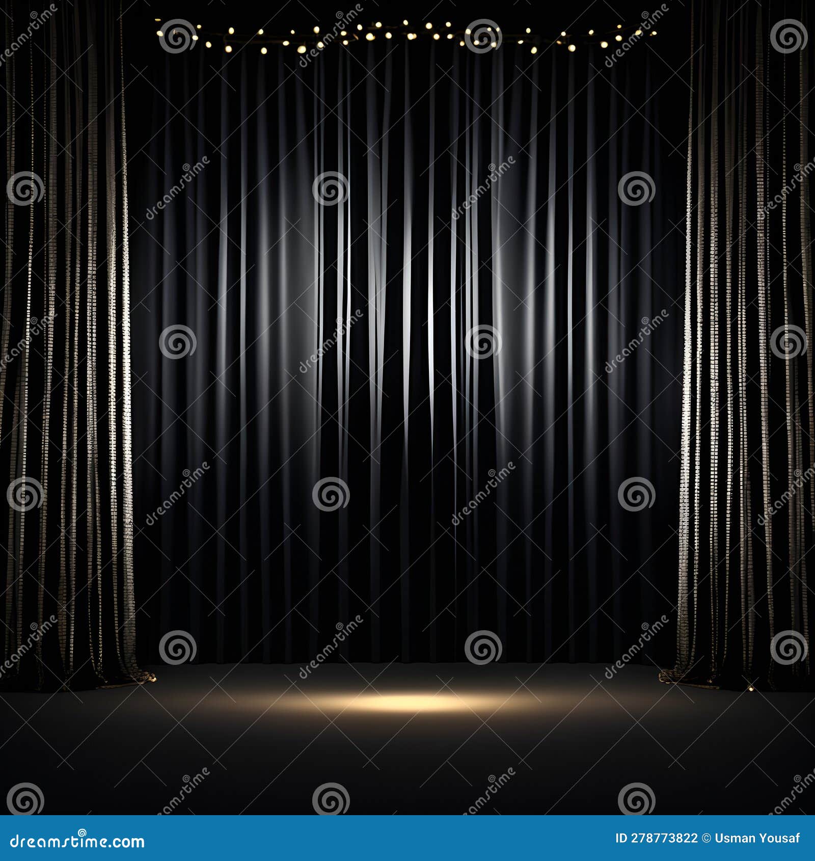 Ai Generated a Dark Stage Curtain with Hanging Lights Creating a ...