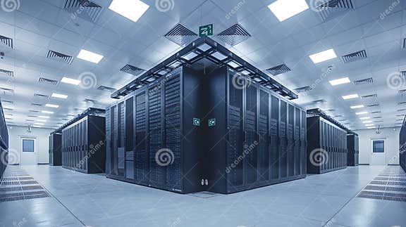 Data Center with Cloud Computing Infrastructure – AI Generated Image Stock Illustration ...