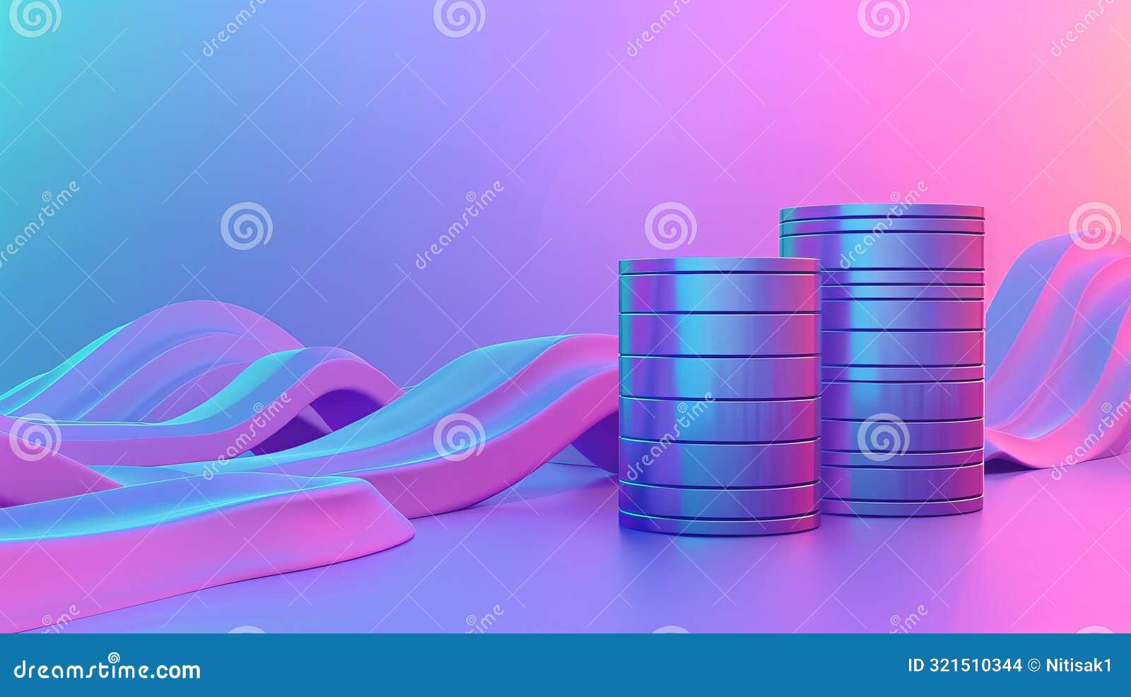 3 Photo of a Database Management Icon in 3D on a Colorful Abstract ...