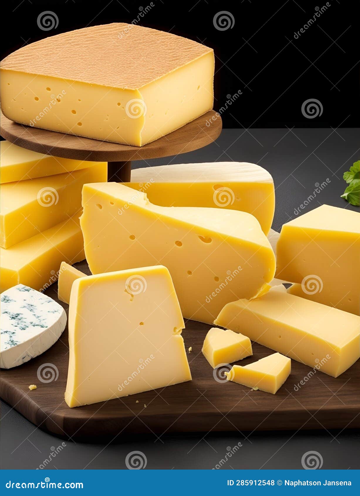 Photo Delicious Pieces of Cheese, Black Background Stock Illustration ...
