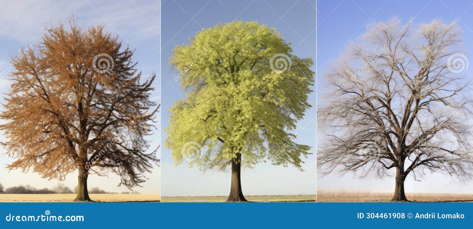Three Different Types of Trees in Three Different Stages Stock Photo ...