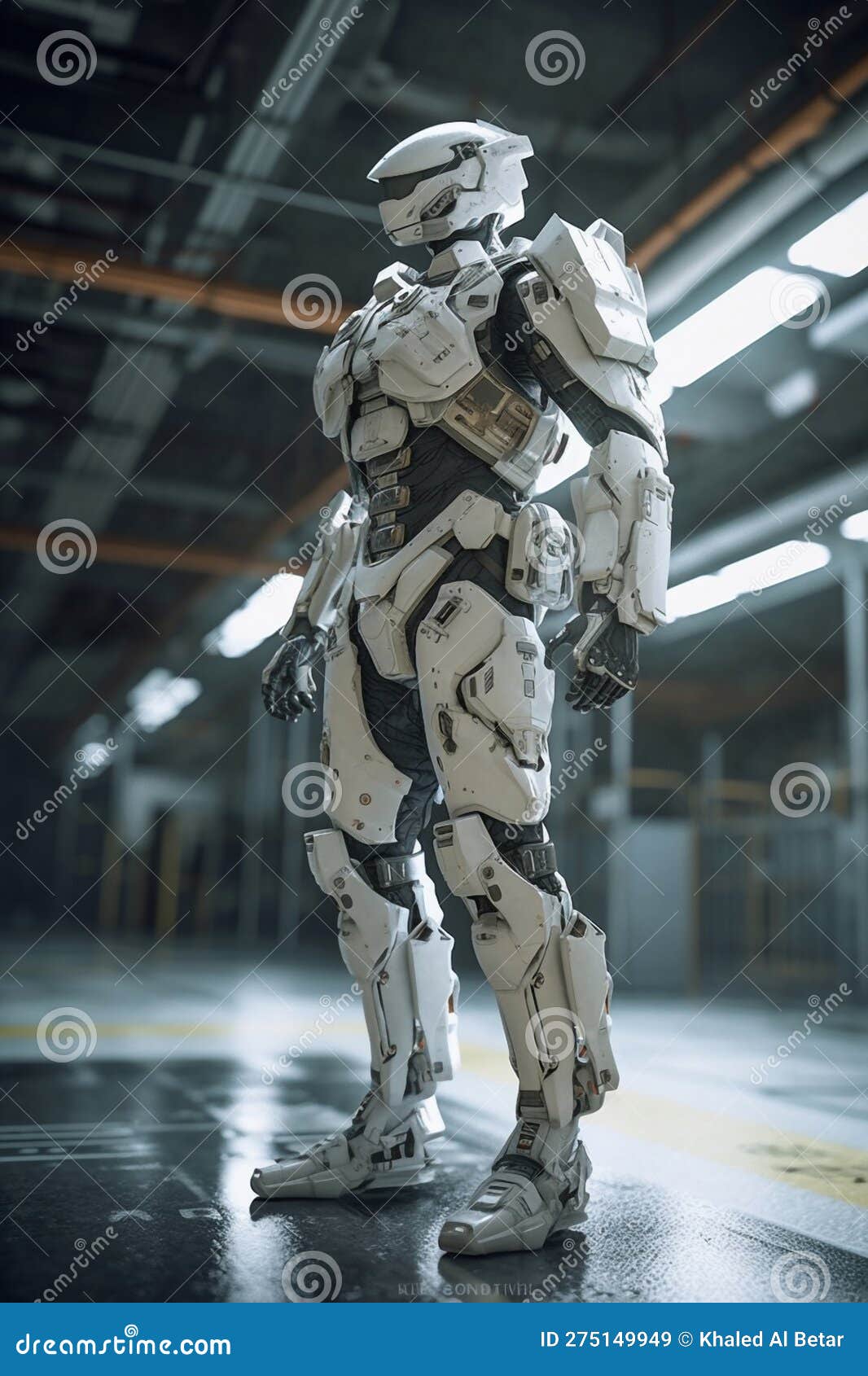 The Future Protector: a White Robot Wonder, AI Generative Stock ...