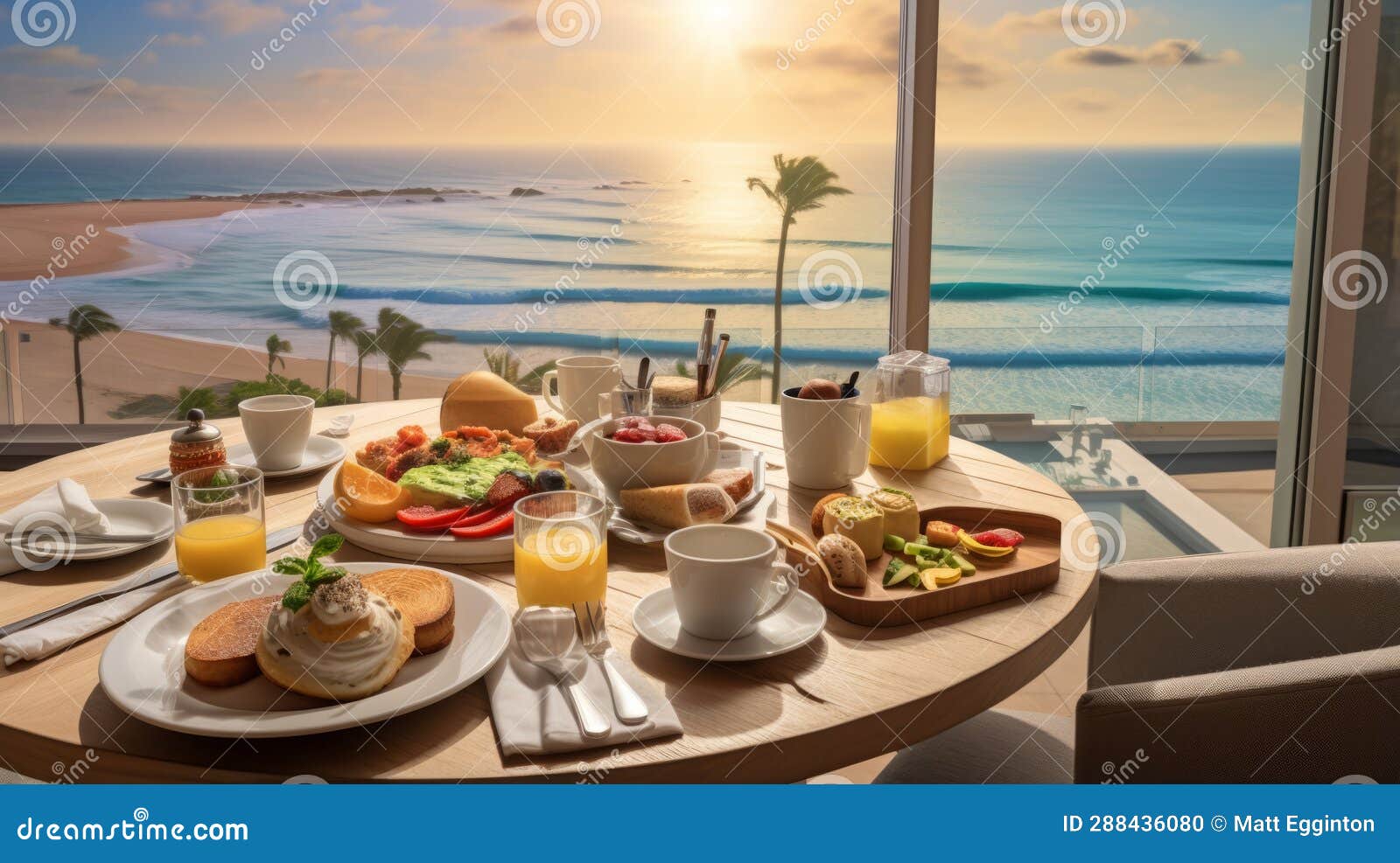 Photo of a Dining Table with a Stunning Ocean View Stock Illustration ...
