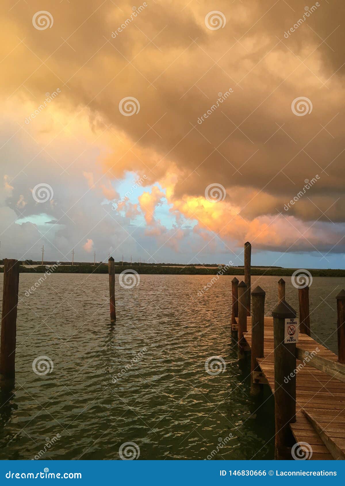 A Photo of a Dock at the Ocean during Sunset. Stock Photo - Image of ...