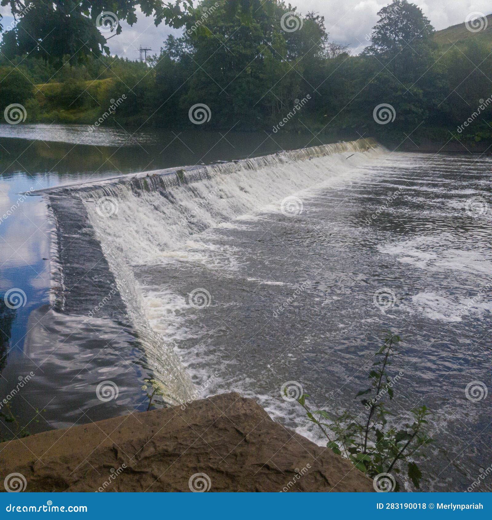 Photo of a Double Weir Waterfall Stock Photo - Image of waterfall, tree ...