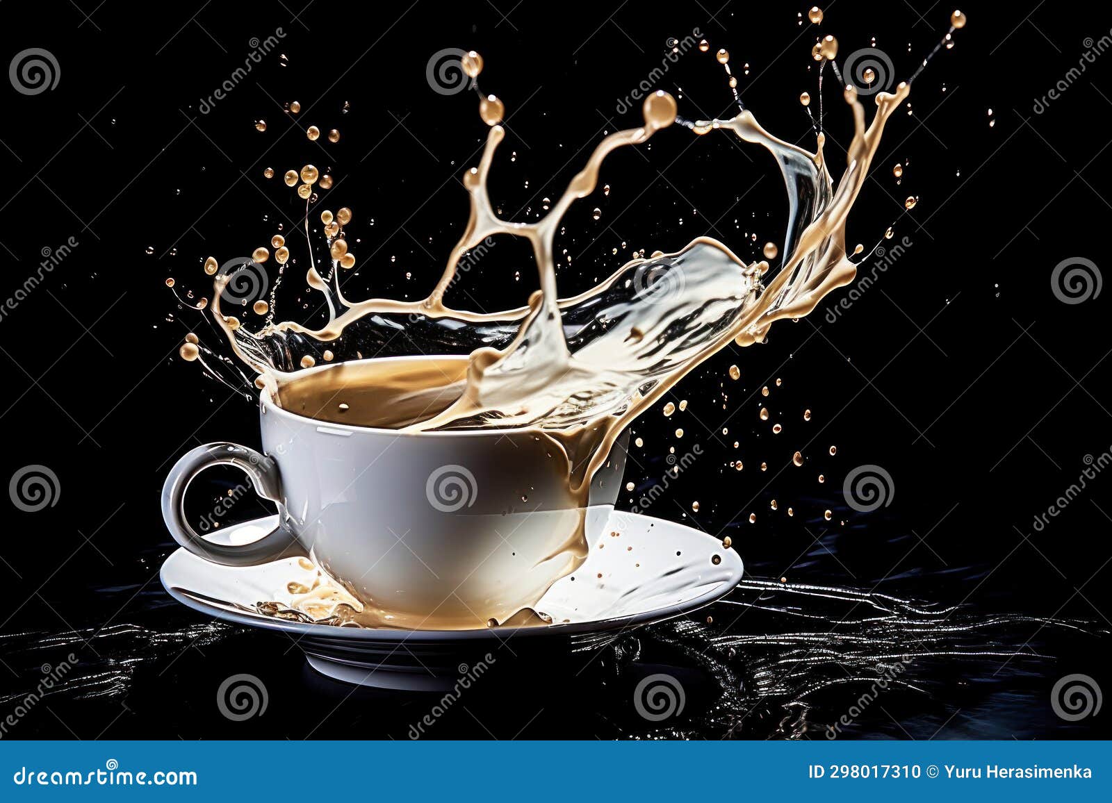 Photo of a Dramatic Splash of Coffee Merging with Water in a ...