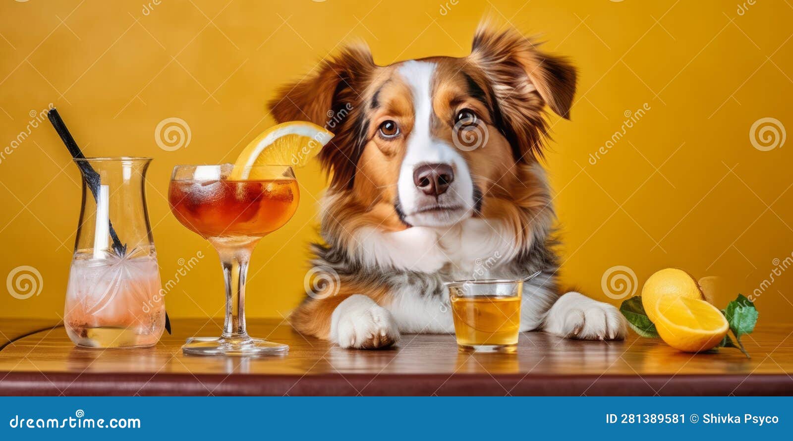 Photo of a Drunk Dog Drinking a Cocktail Generative AI Stock ...